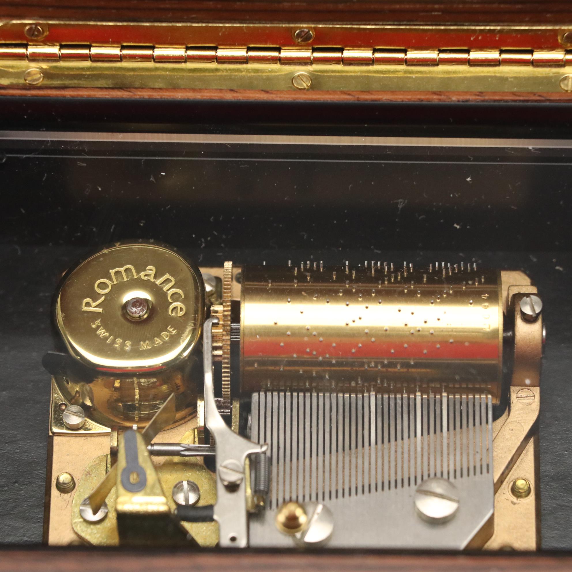 Romance Italian Burl Wood, Rosewood and Intarsia Inlay Music Box | EBTH