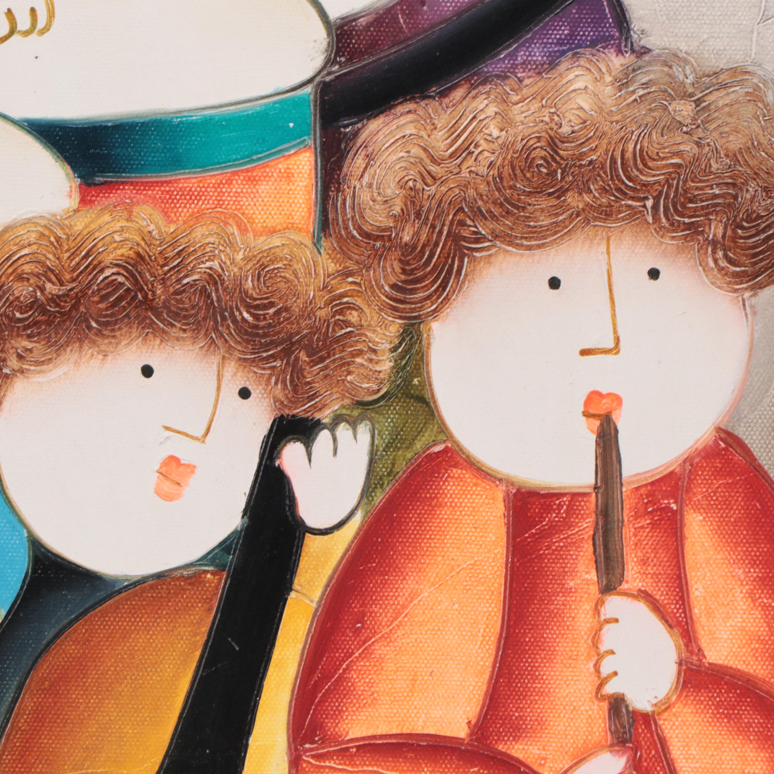 Joyce Roybal Oil Painting of Musicians | EBTH