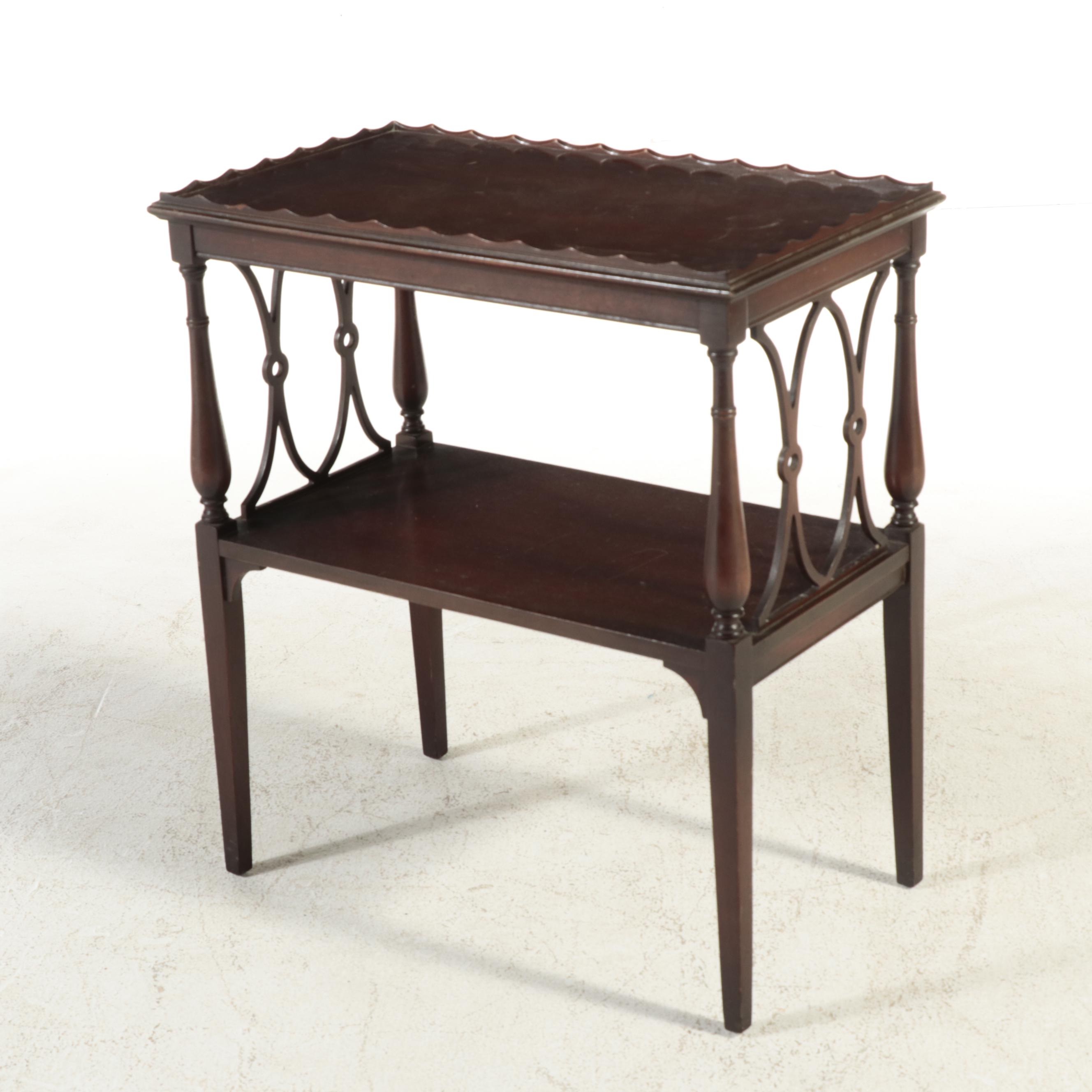 Pair of Hepplewhite Style Tiered Mahogany End Tables | EBTH