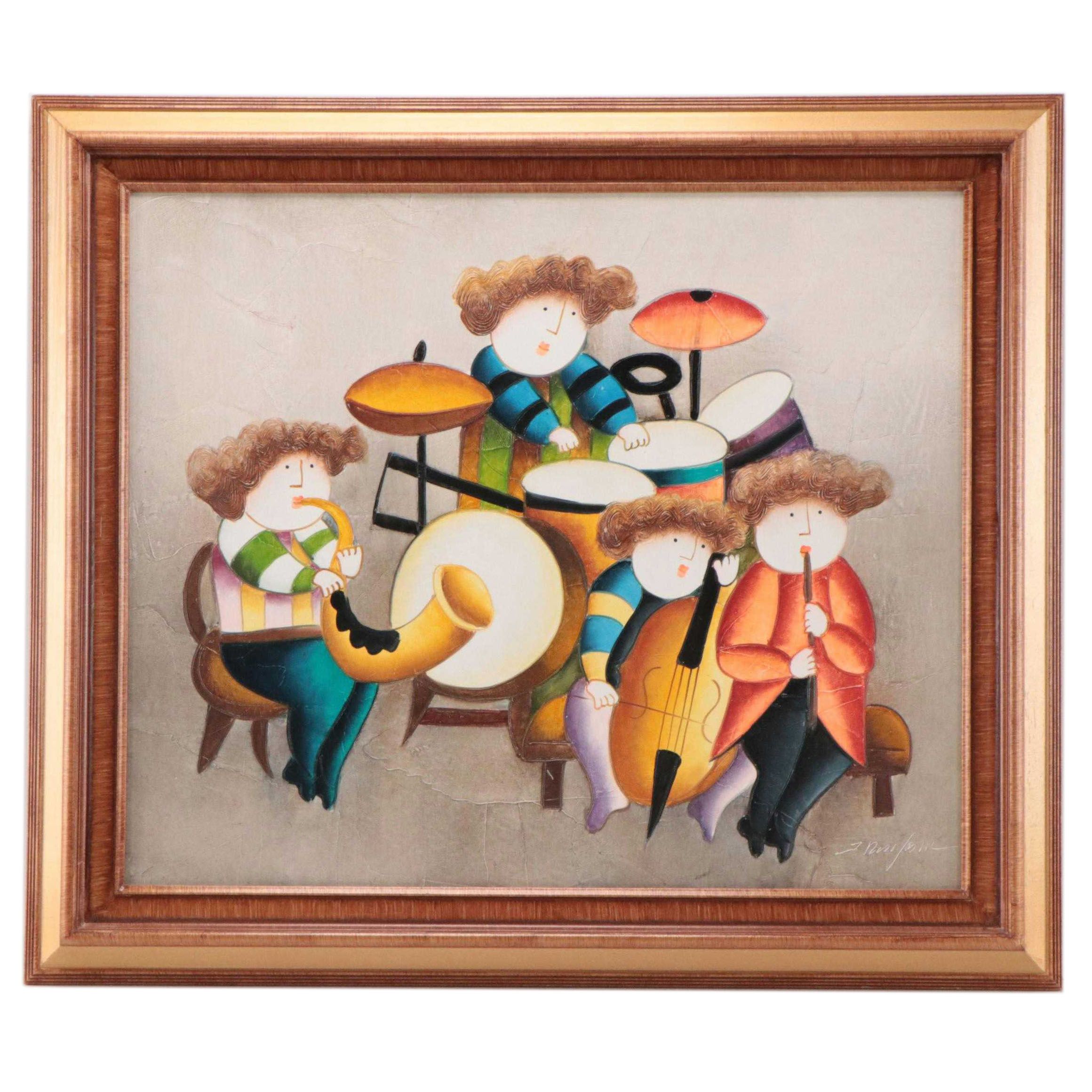 Joyce Roybal Oil Painting of Musicians | EBTH