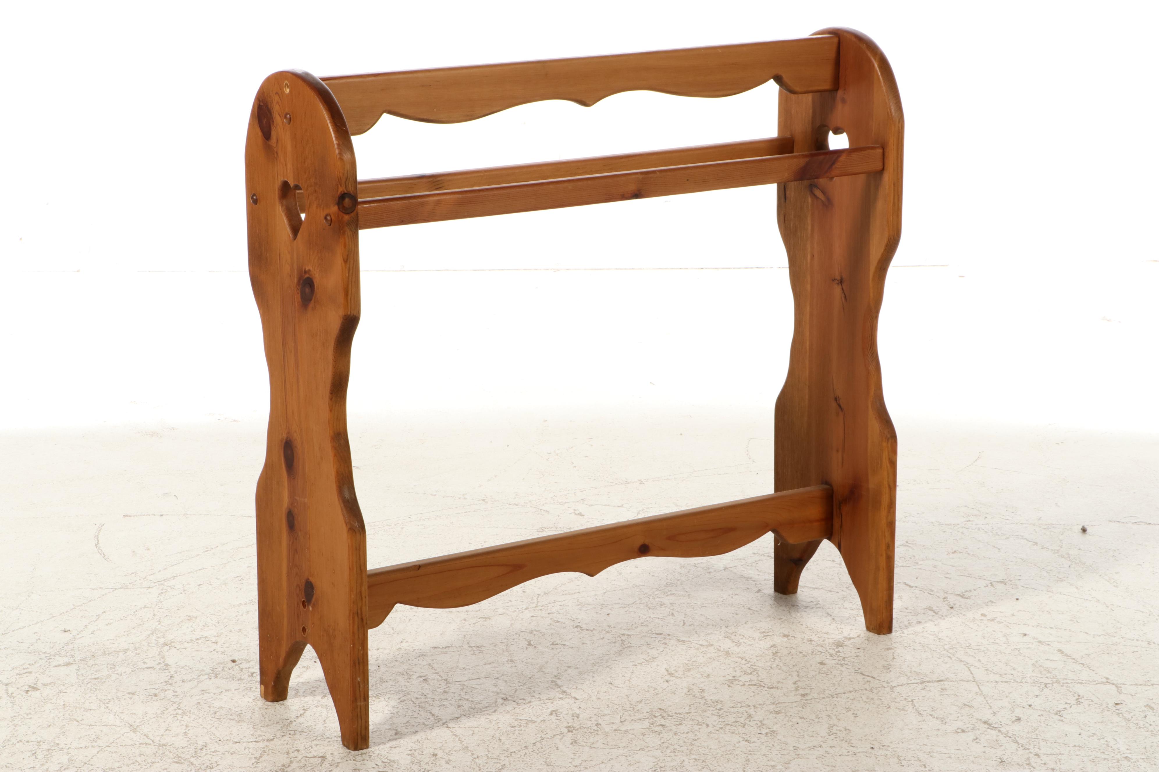 American Empire Style Maple Queen Bed Frame with Pine Quilt Rack | EBTH
