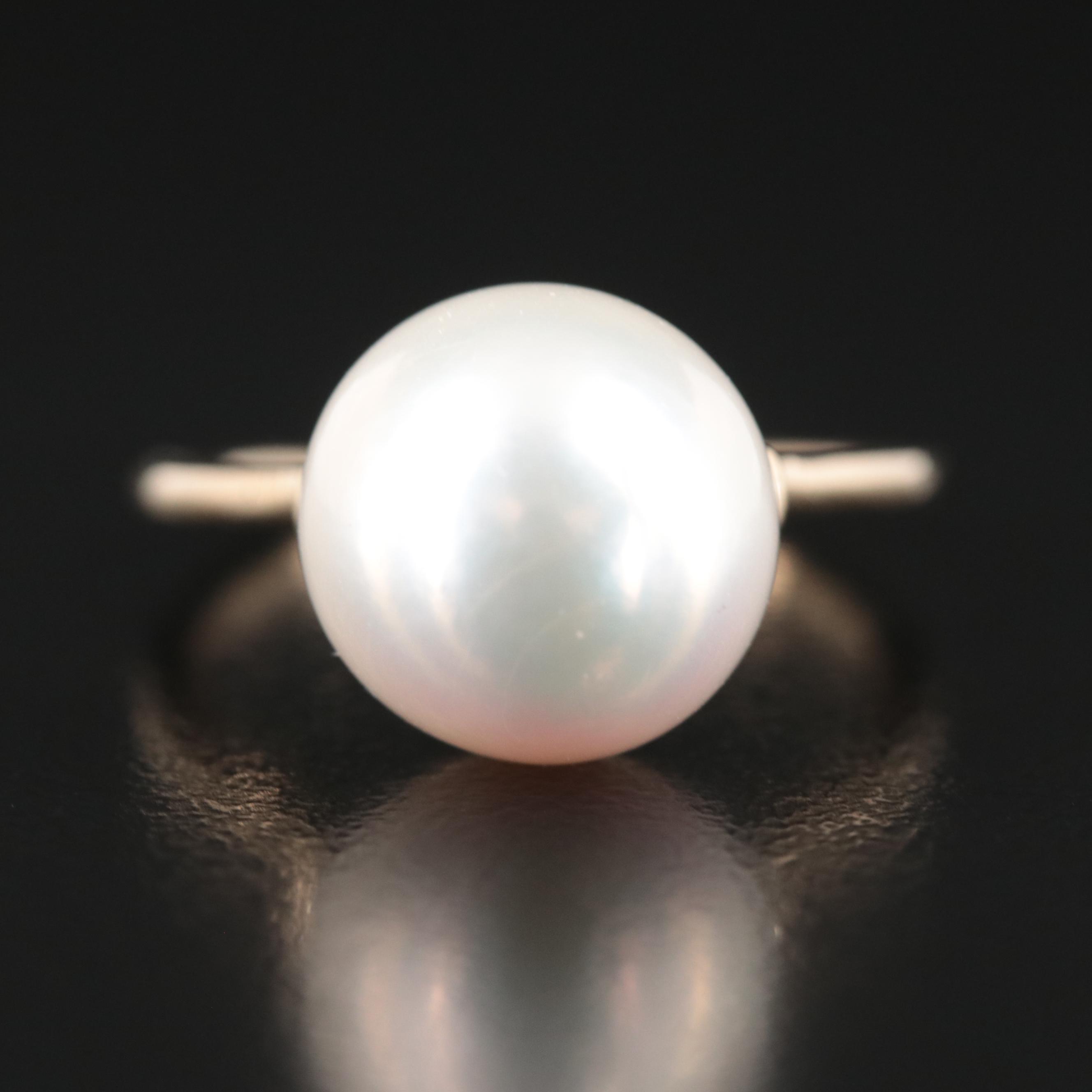 10K Pearl Solitaire Ring | EBTH