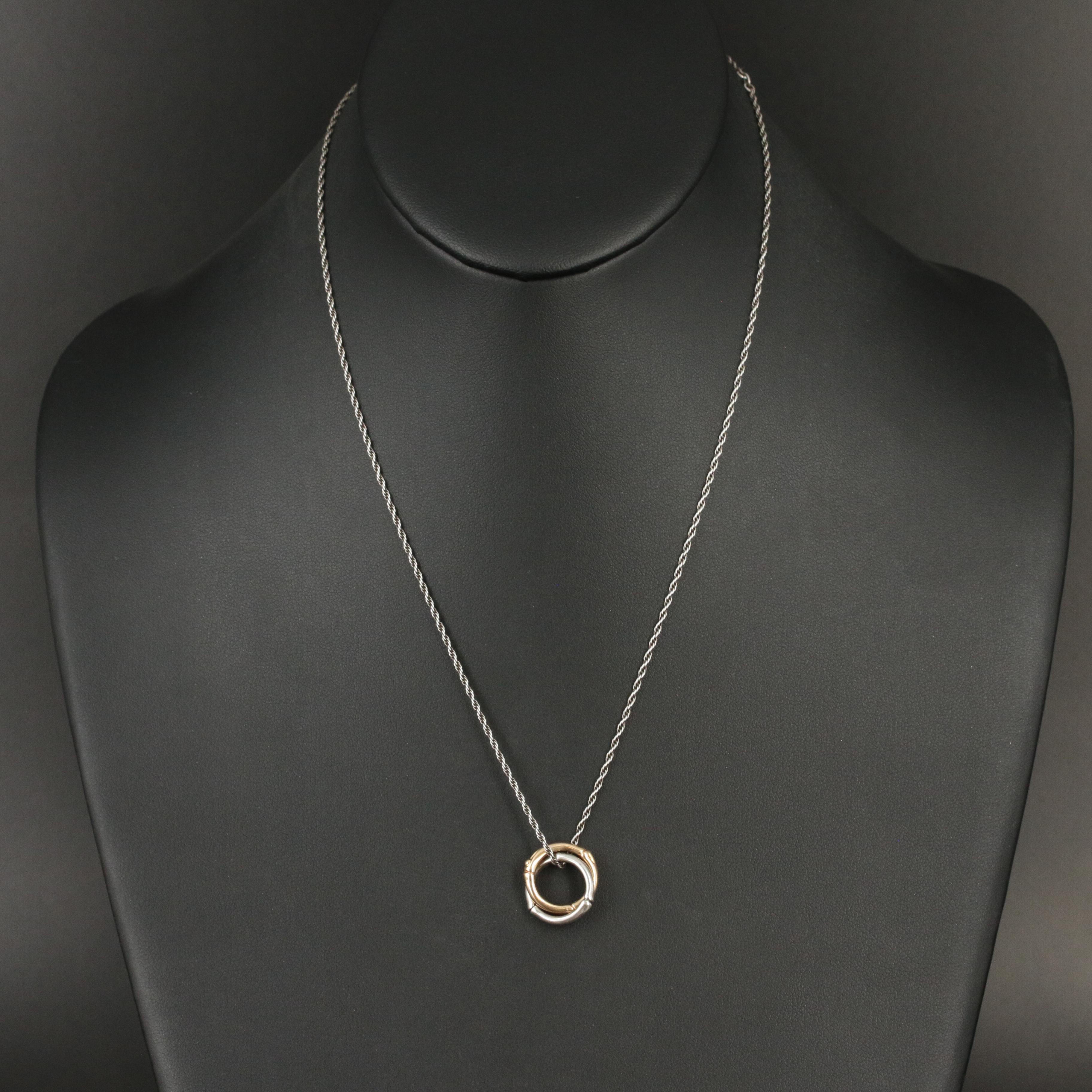 John Hardy "Bamboo" Sterling and 18K Interlocking Circles Pendant ...