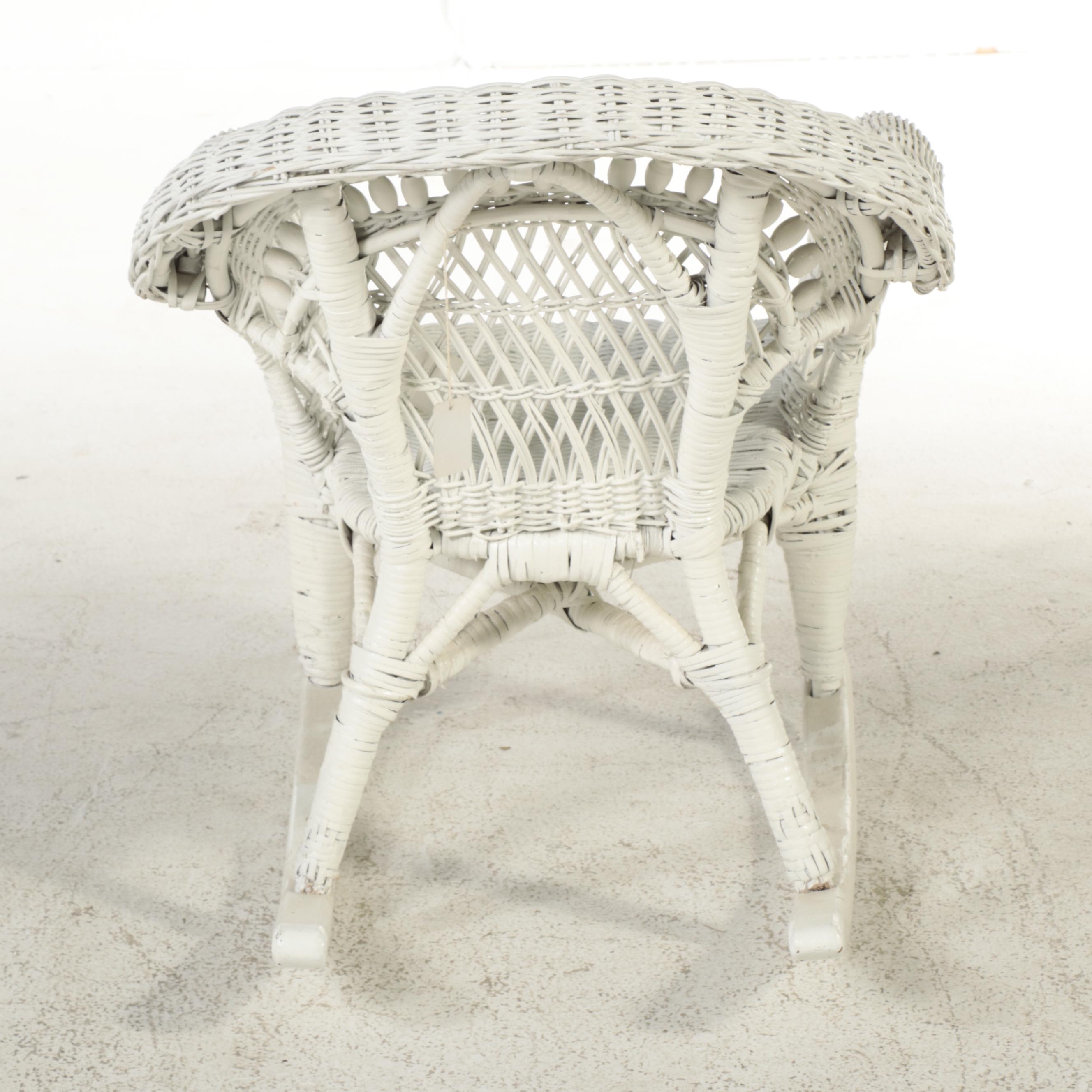 Pier 1 White-Painted Wicker Child's Loveseat, Rocking Chair & Corner ...
