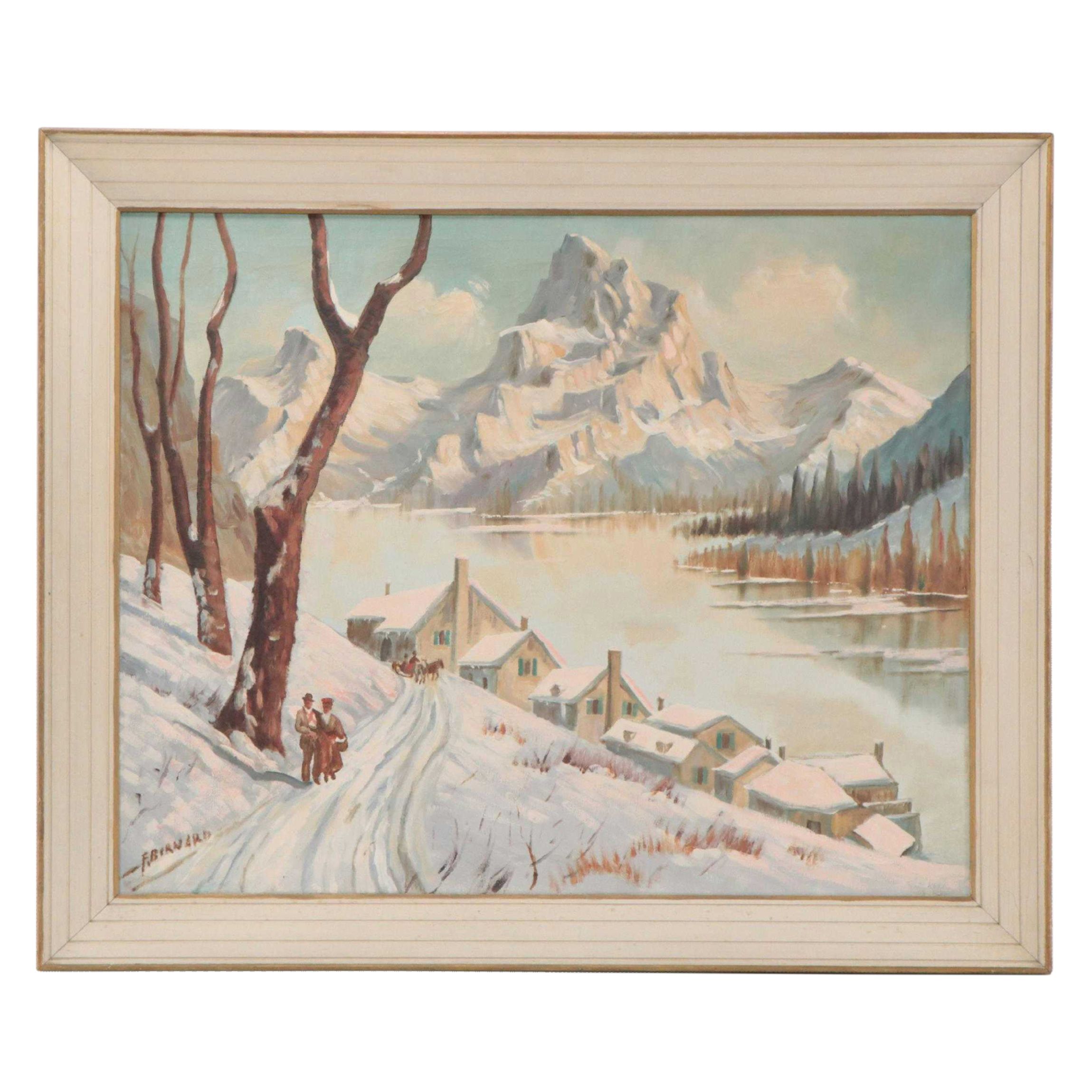 F. Bernard Oil Painting "Le Riviere a Chambery Rhone, France," 1958 | EBTH