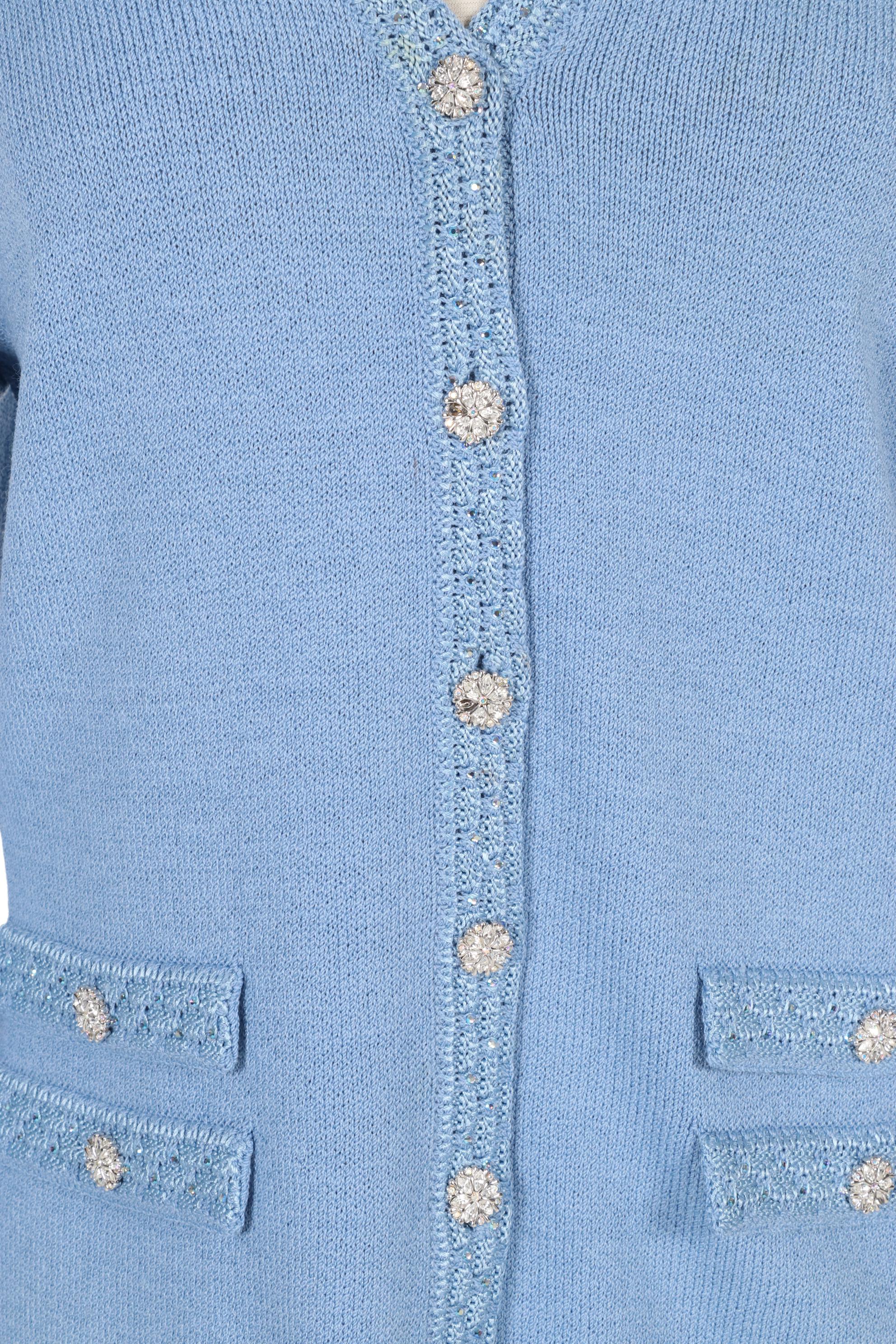 St. John Evening Periwinkle Knit Suit By Marie Gray With Rhinestone ...