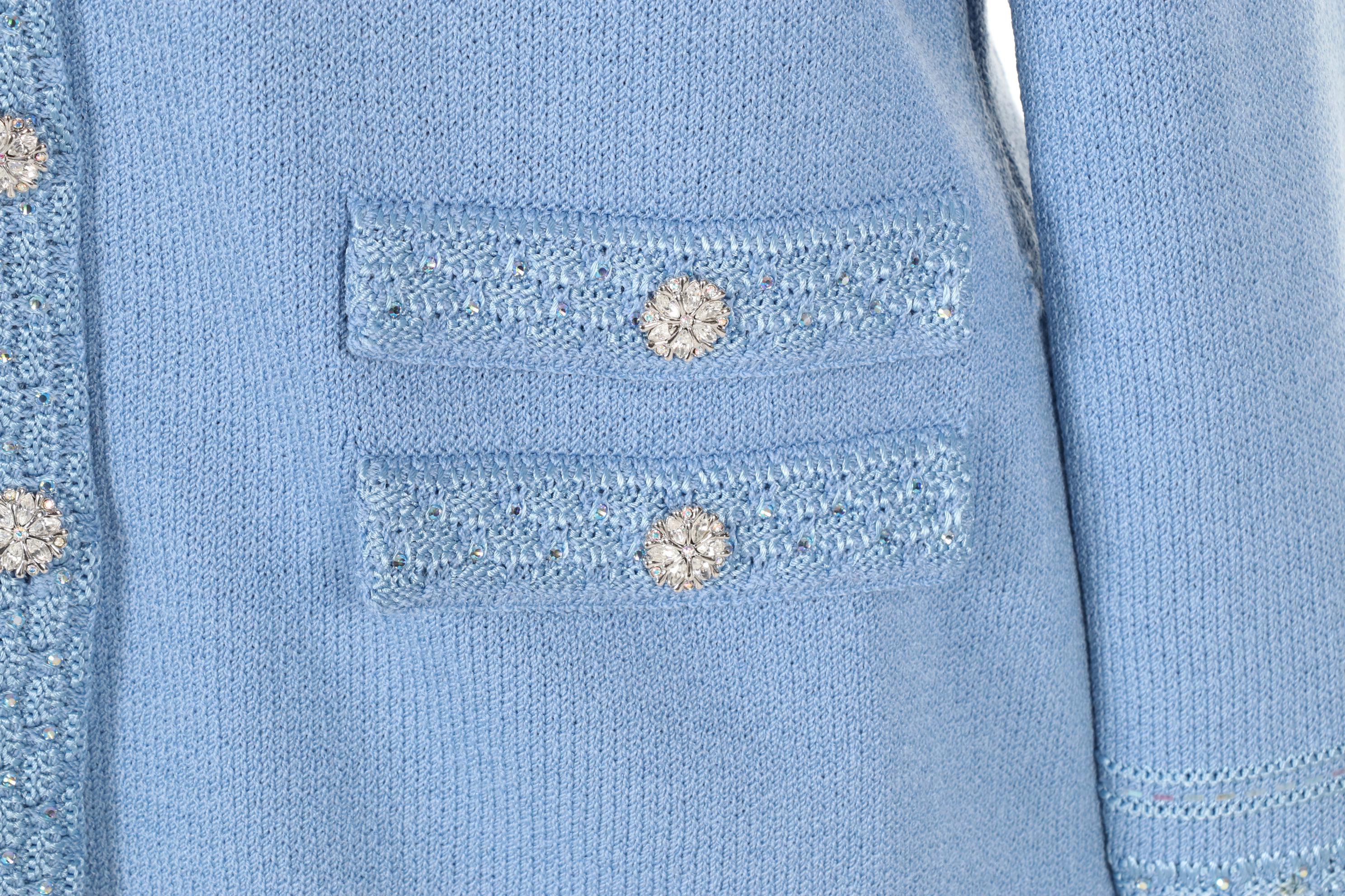 St. John Evening Periwinkle Knit Suit By Marie Gray With Rhinestone ...