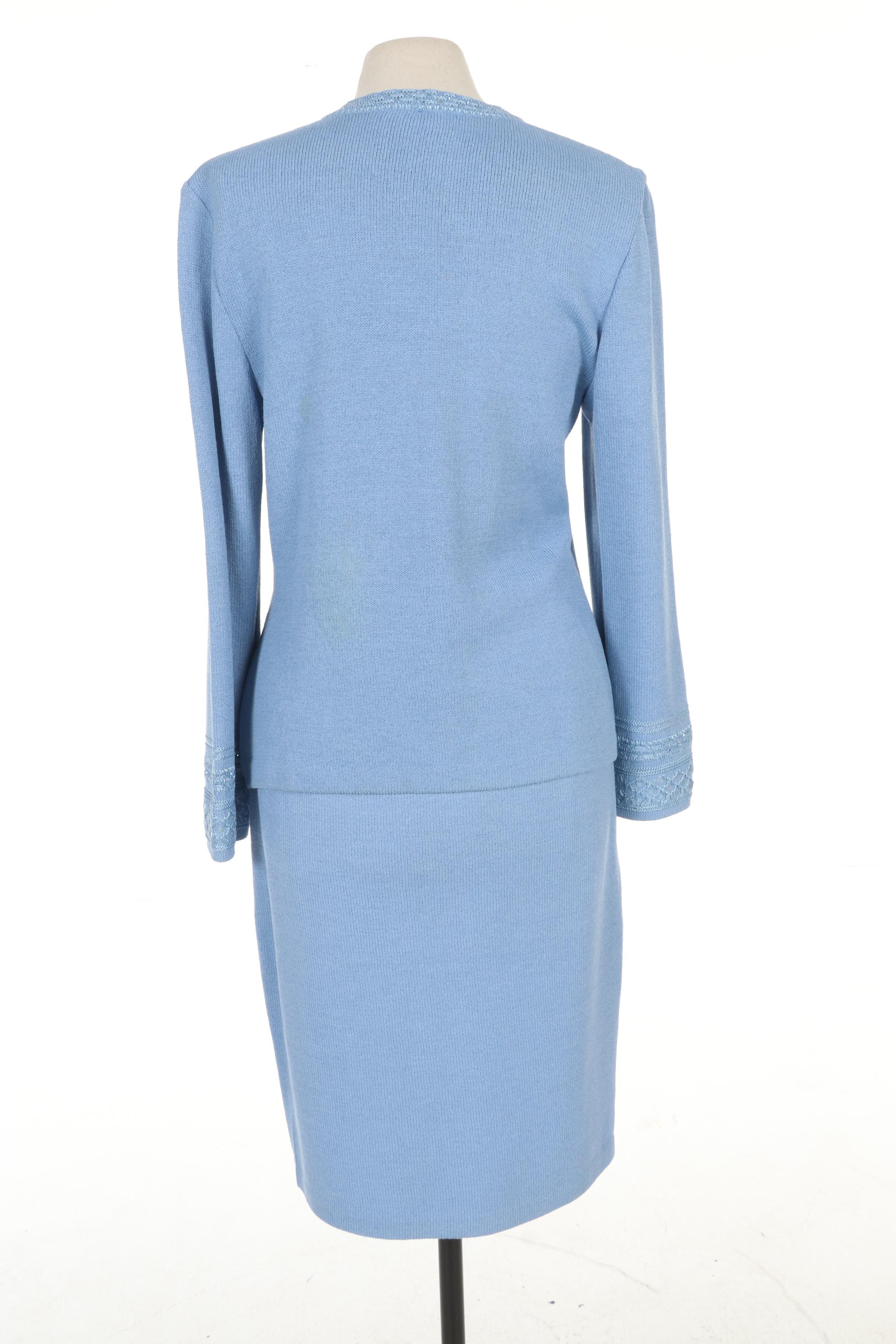 St. John Evening Periwinkle Knit Suit By Marie Gray With Rhinestone ...