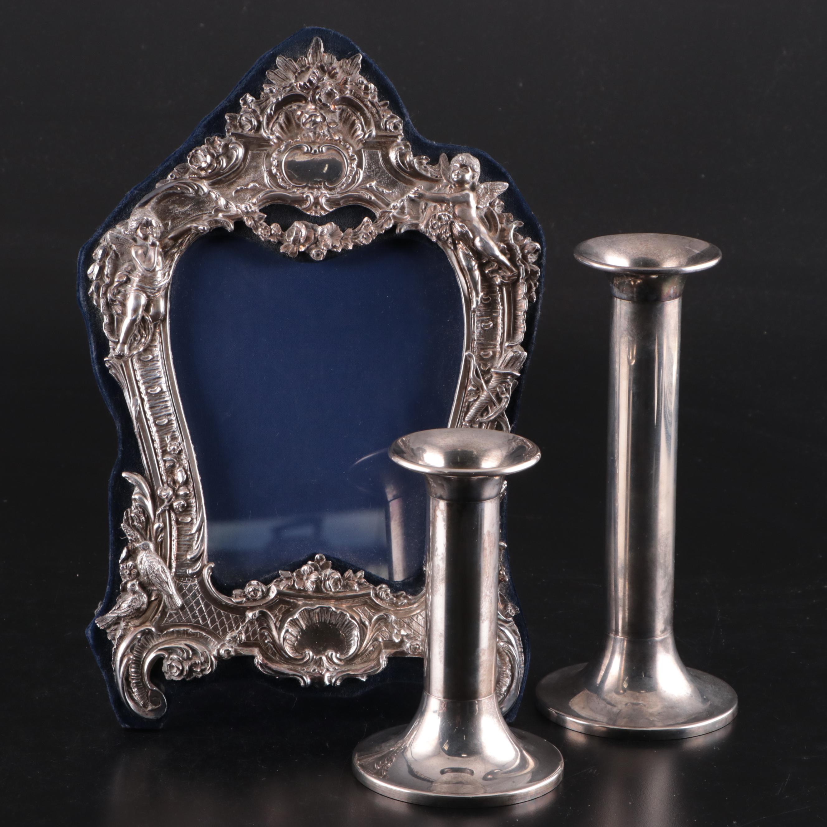 Victorian Sterling Silver Picture Frame with Silver Plate Graduated ...