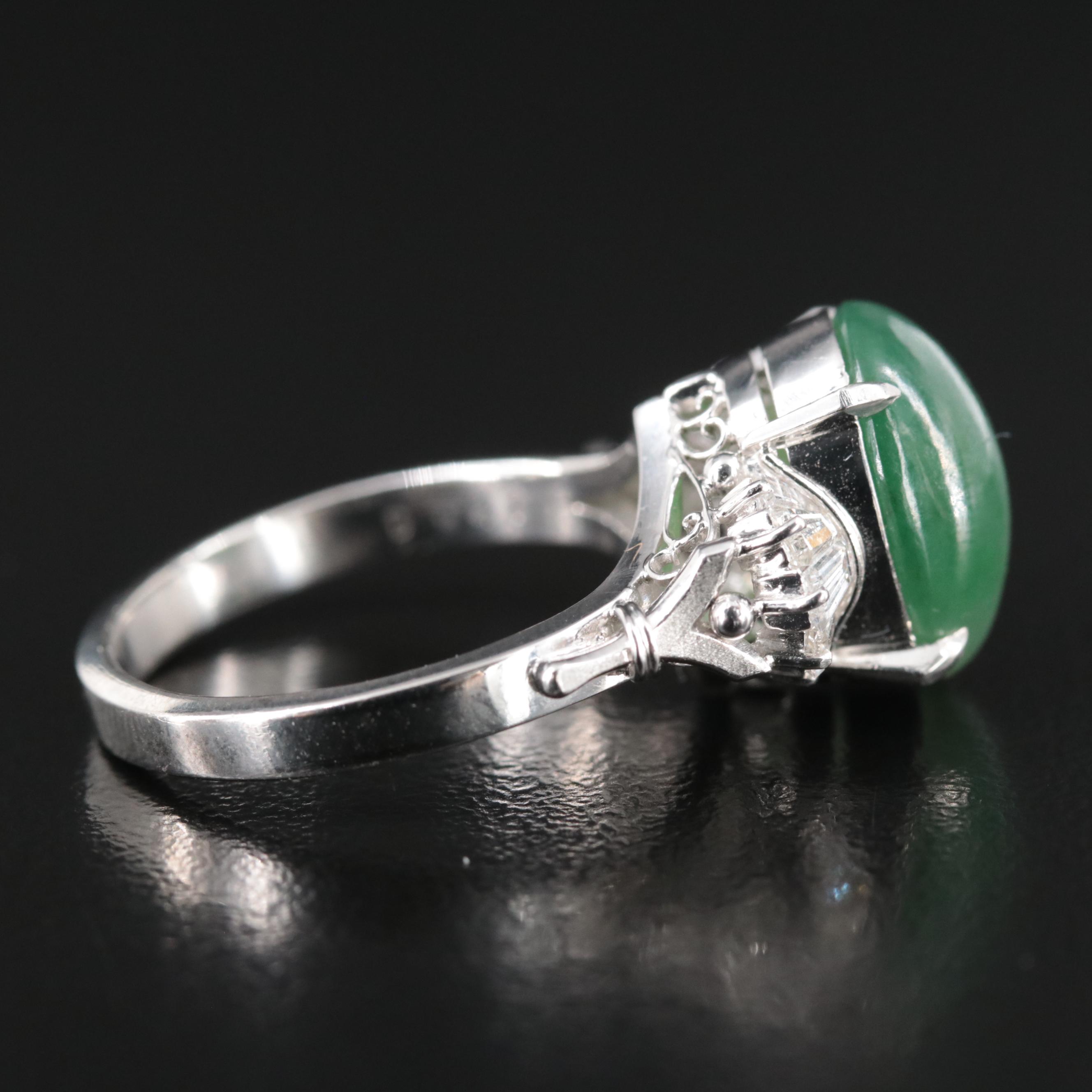 Platinum Jadeite and Diamond Ring | EBTH