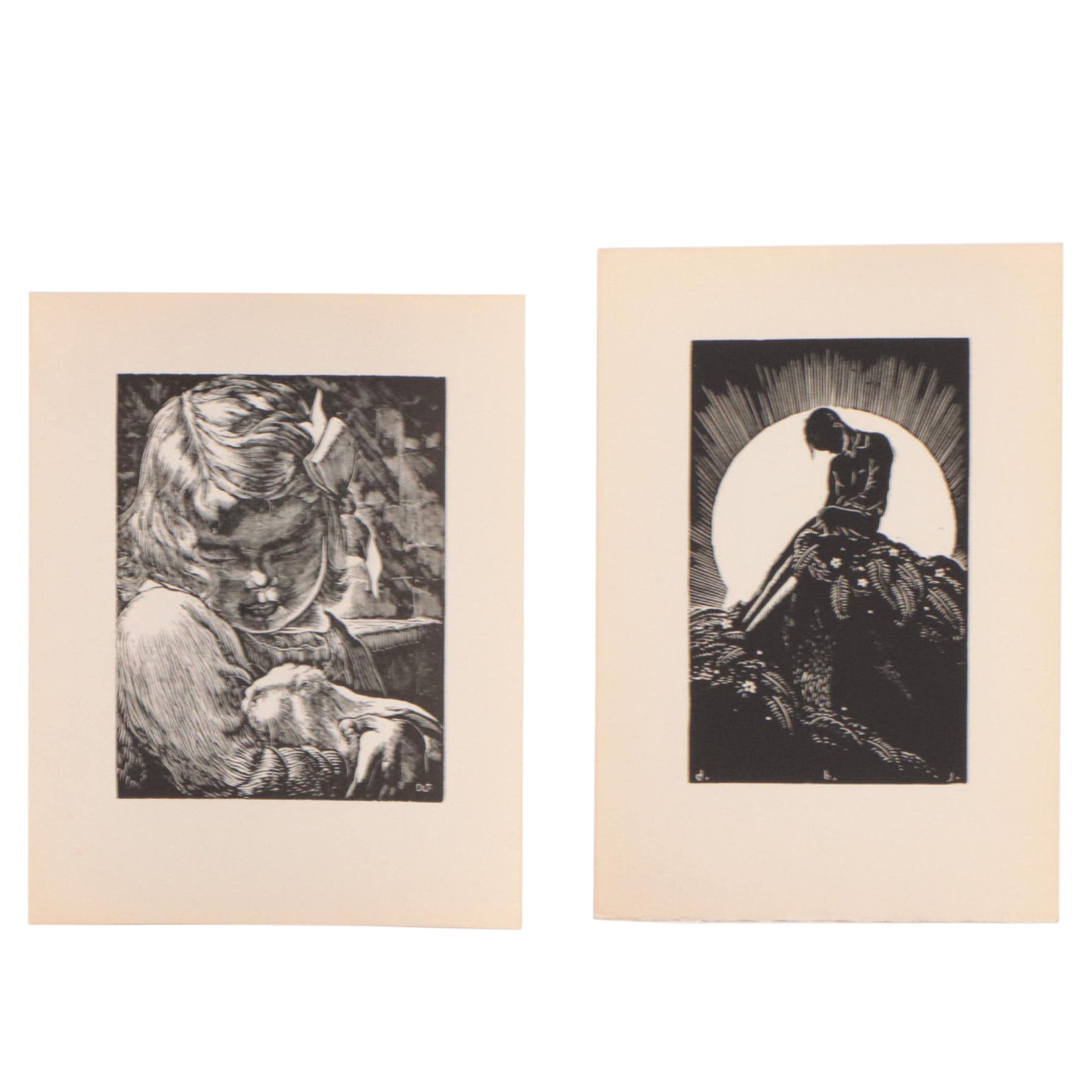Dan Burne Jones Wood Engravings Including "Affection," 1930 | EBTH