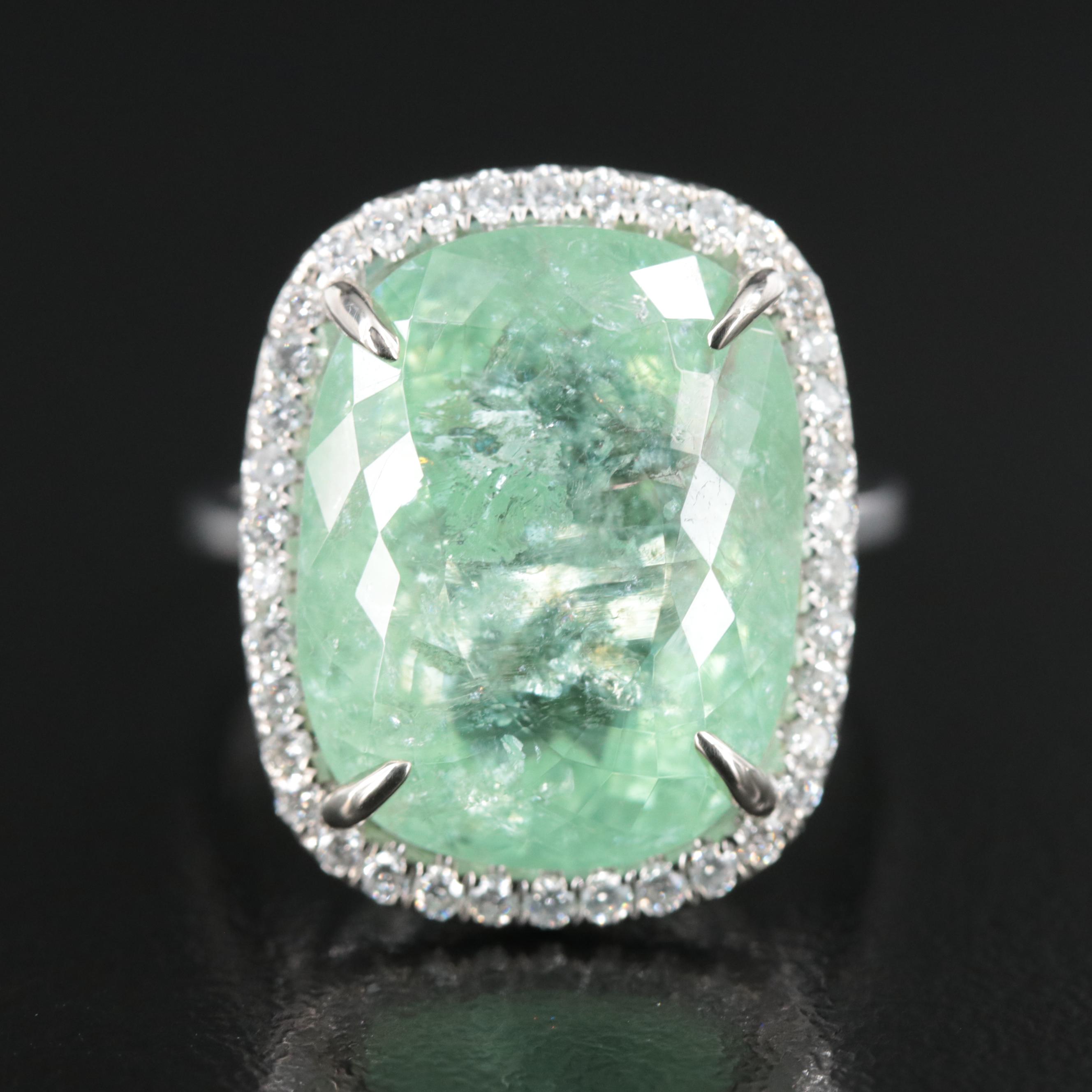 14K 20.85 CT Paraiba Tourmaline and Diamond Ring with GIA Report | EBTH