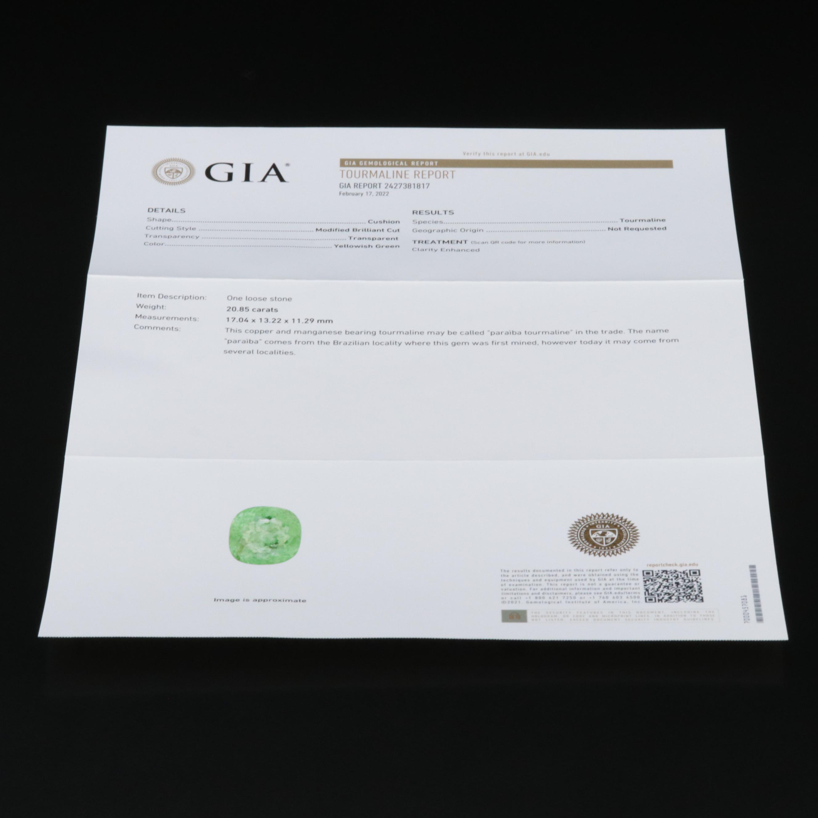 14K 20.85 CT Paraiba Tourmaline and Diamond Ring with GIA Report | EBTH