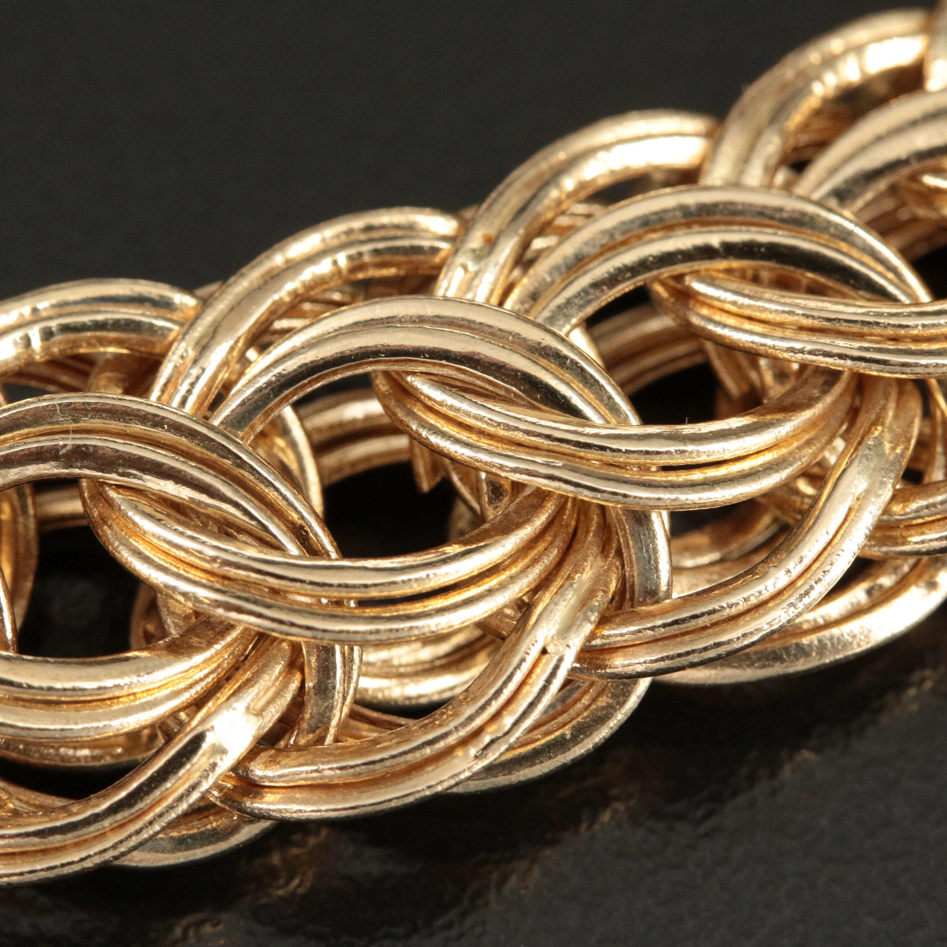 14K Fancy Curb Chain Bracelet | EBTH