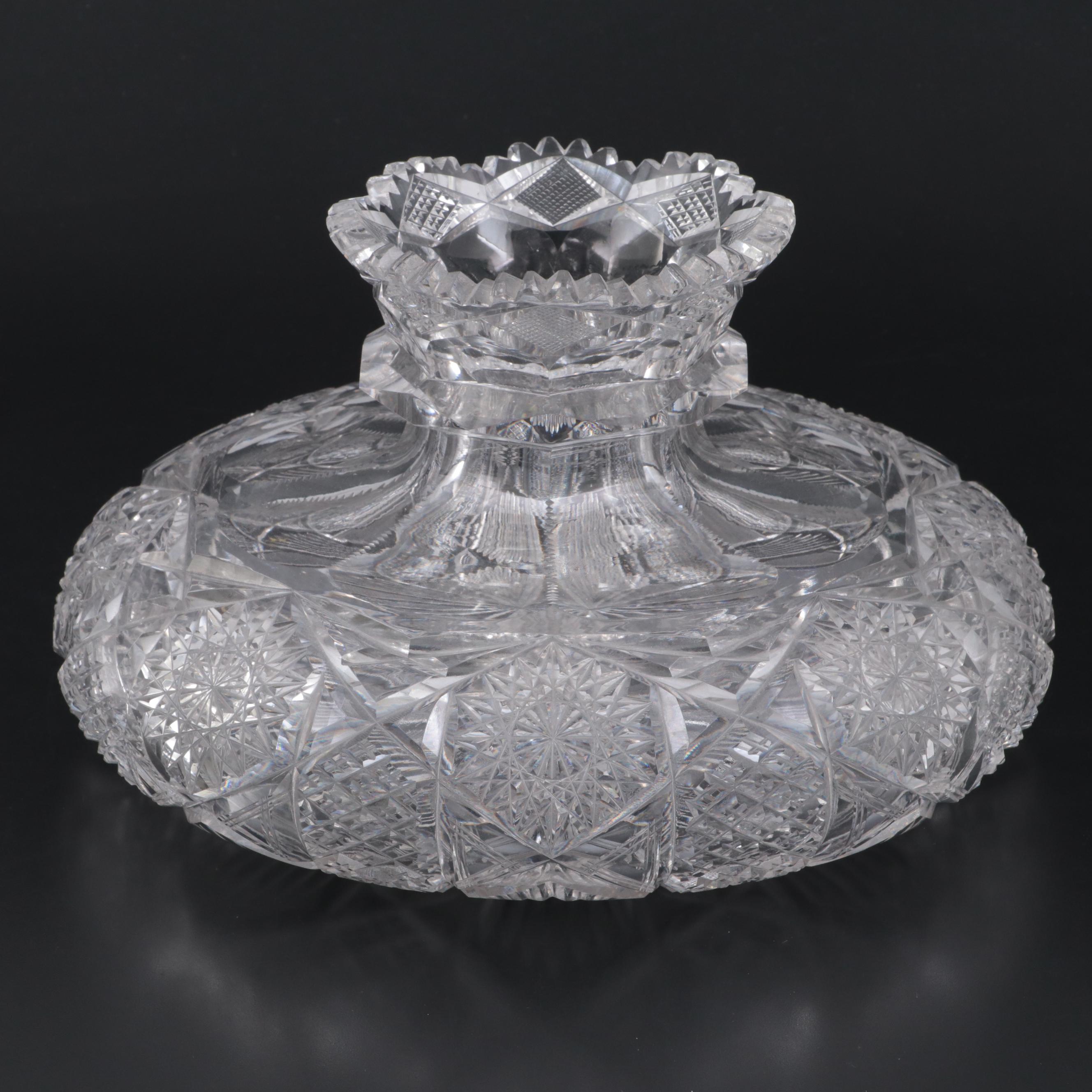 Libbey "Empress" Cut Glass Flower Center Vase, Late 19th/Early 20th ...
