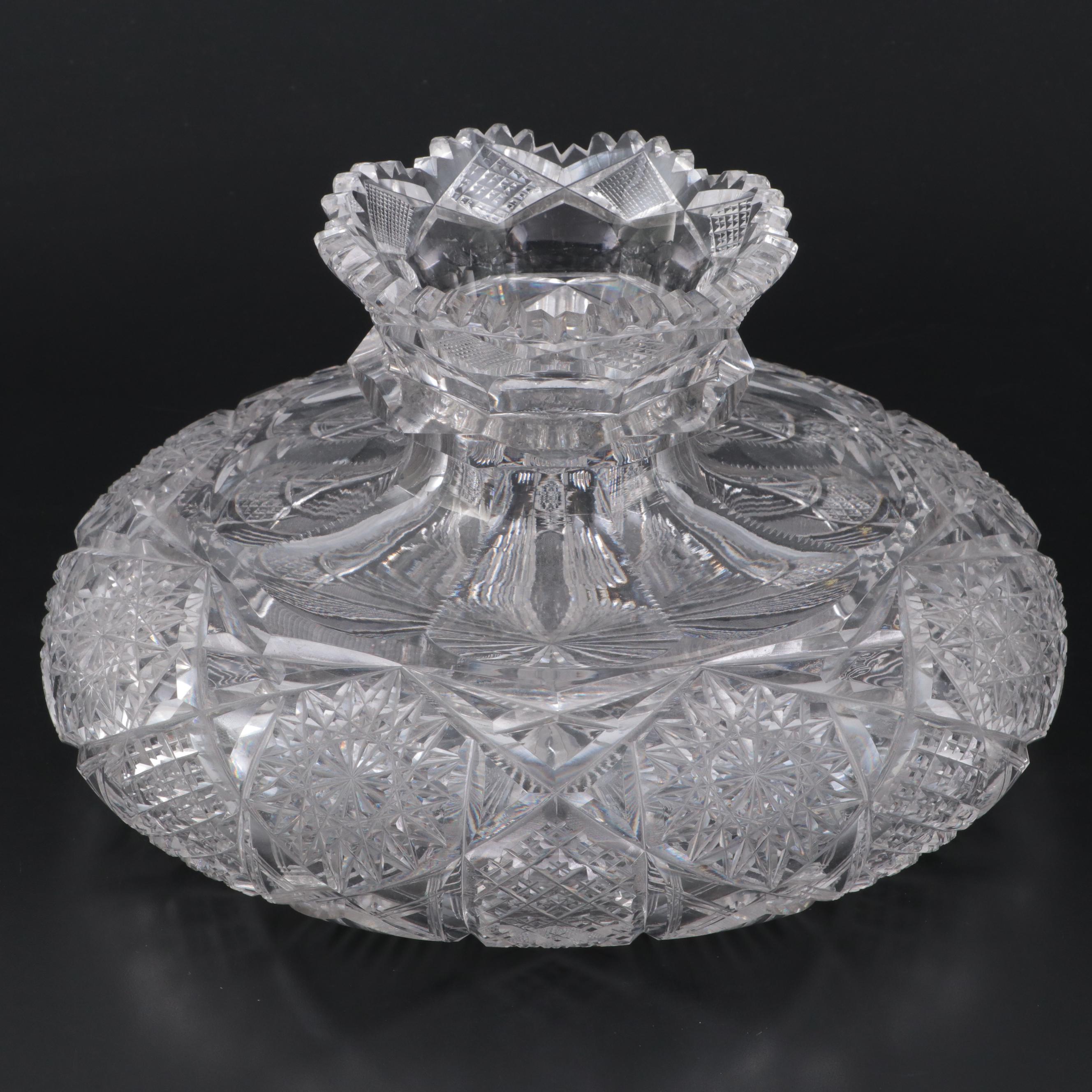 Libbey "Empress" Cut Glass Flower Center Vase, Late 19th/Early 20th ...