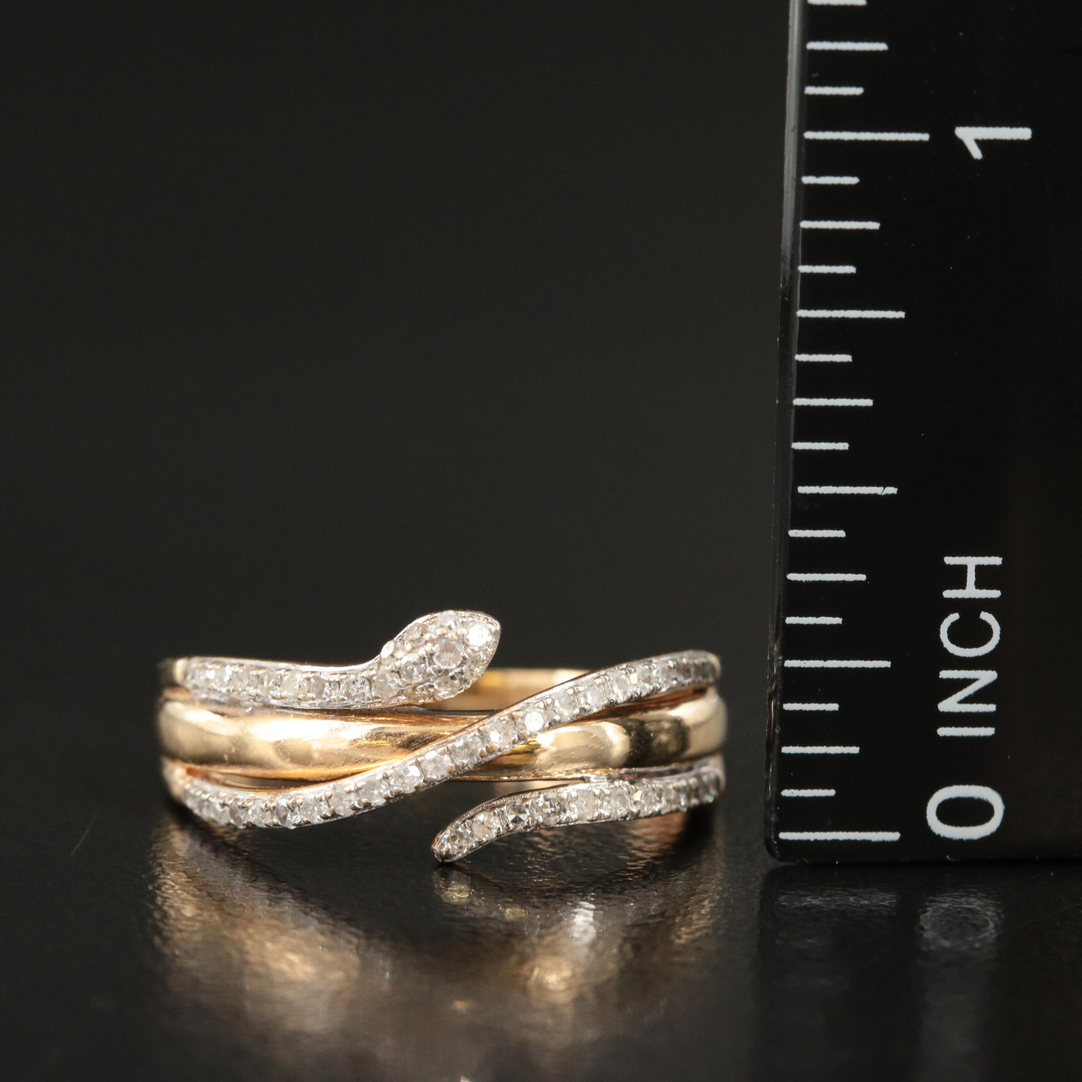 14K 0.26 CTW Diamond Serpent Wrap Ring | EBTH