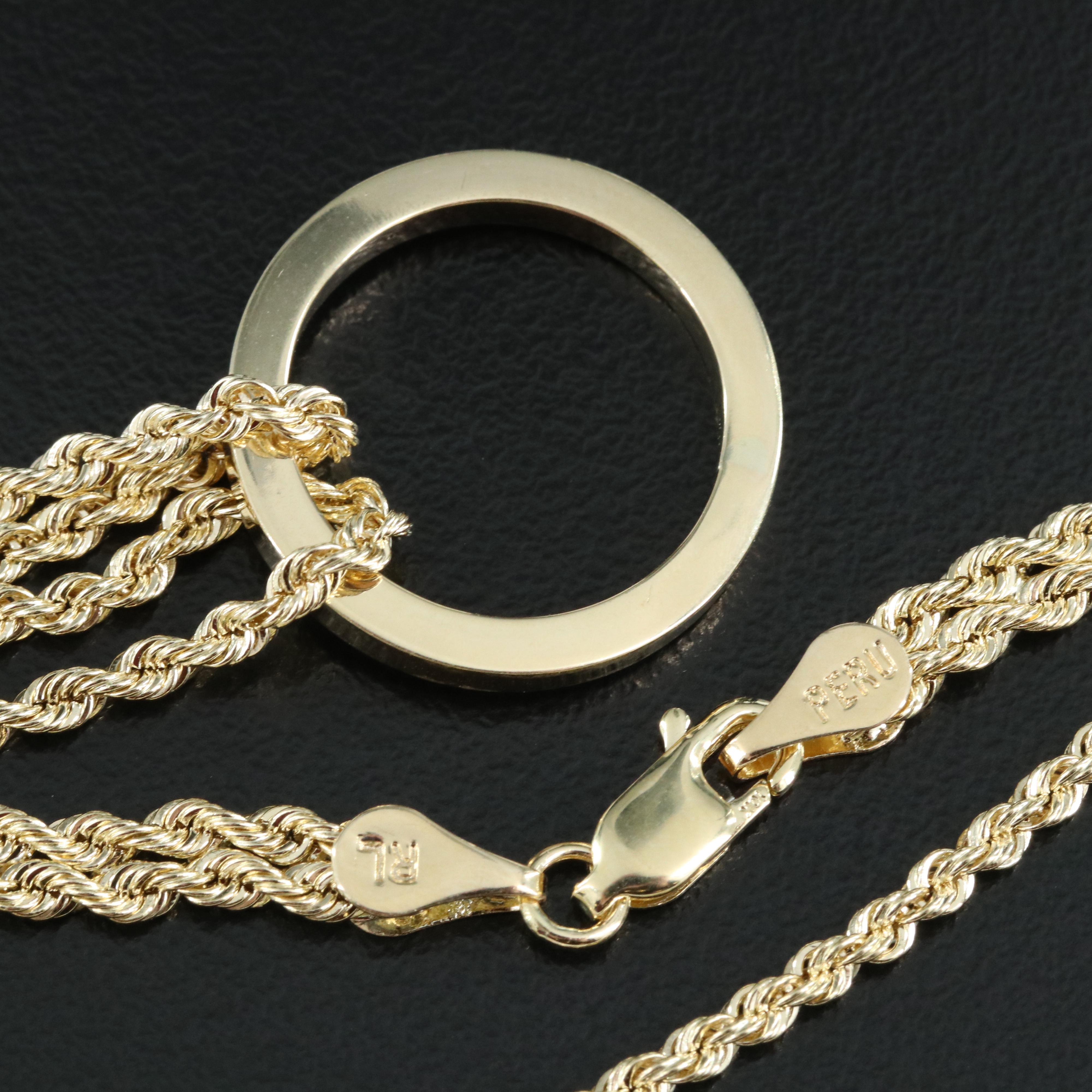 10K Circle and Rope Chain Necklace | EBTH