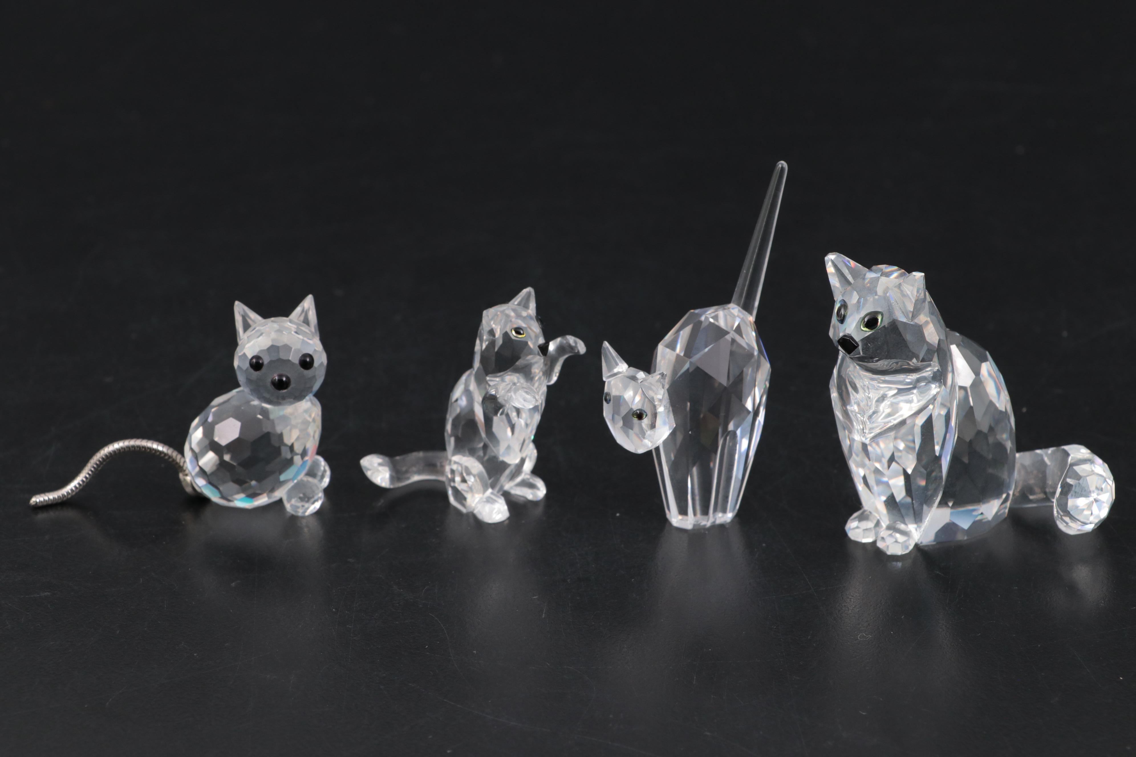Swarovski Crystal Cats and Dog Figurines, Late 20th Century | EBTH