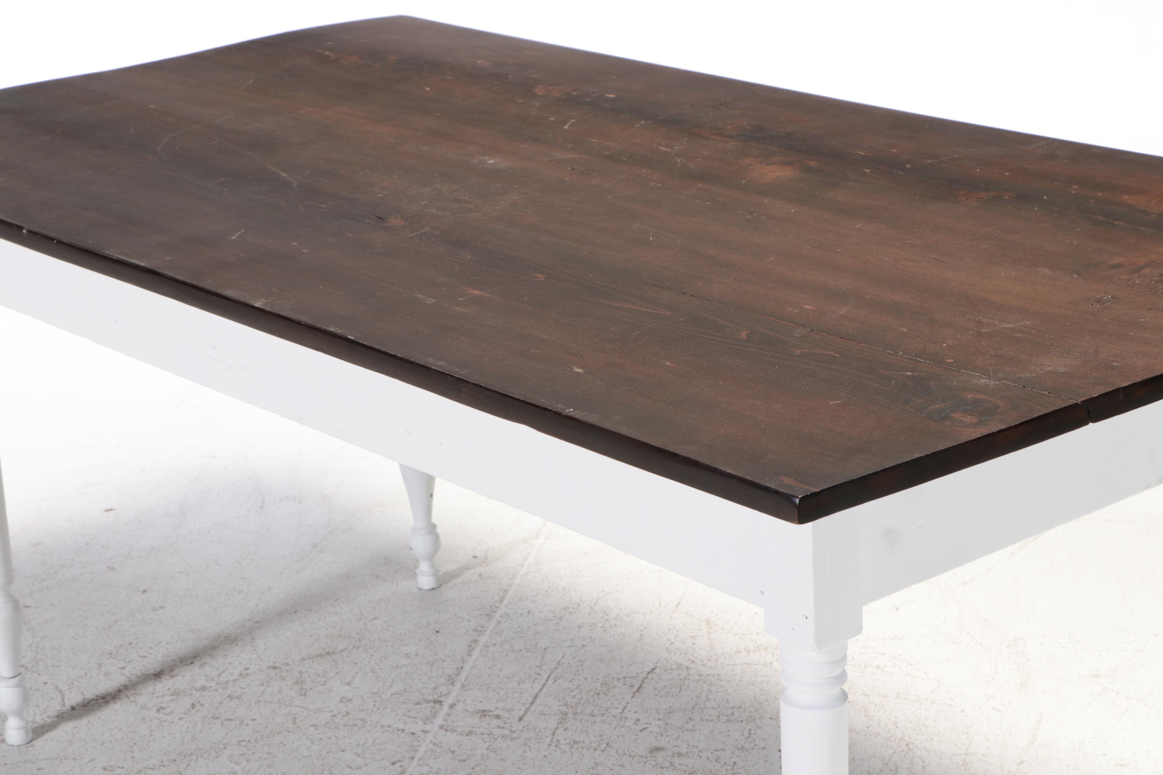 Bespoke Poplar Harvest Table on White-Painted Base | Everything But The ...