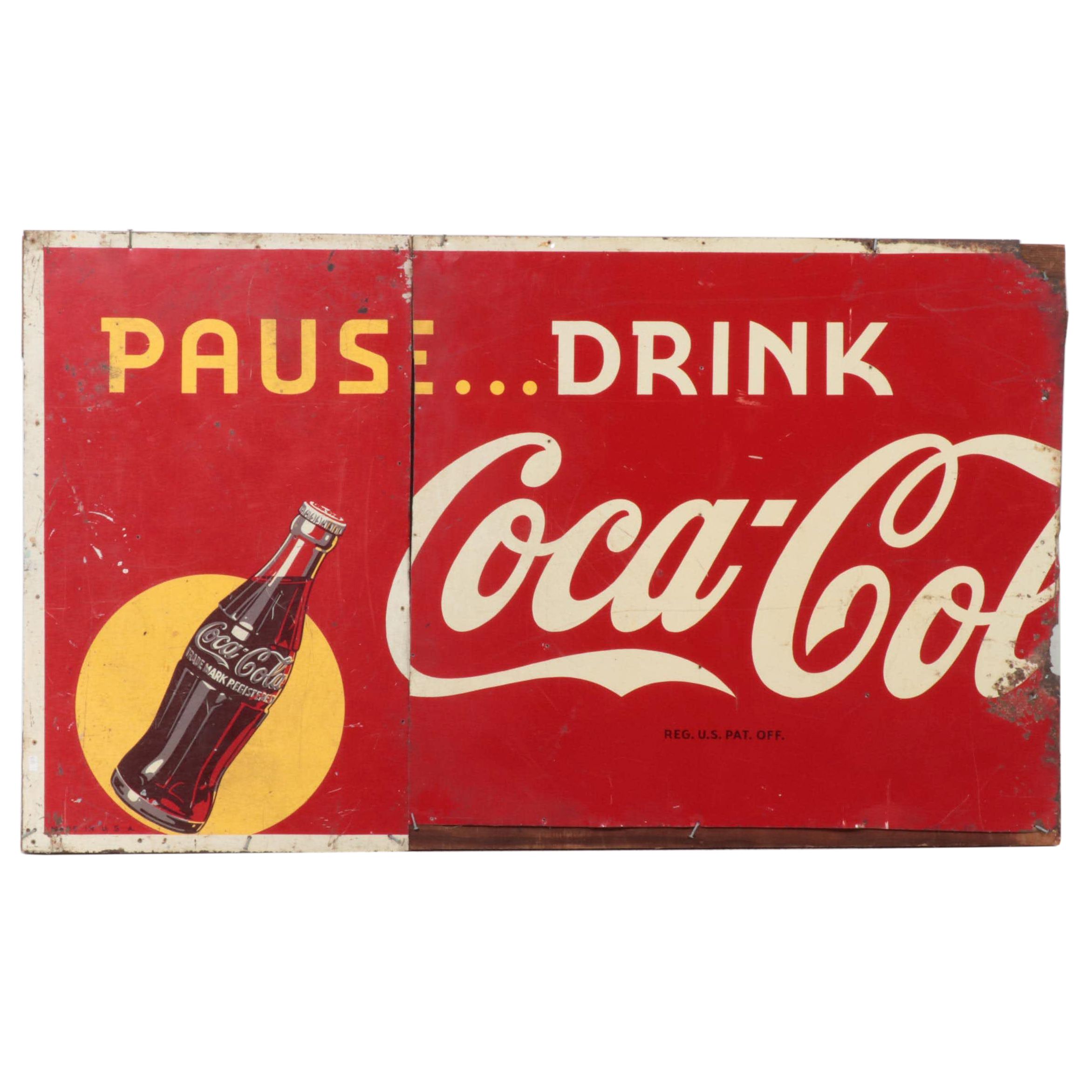 Coca-Cola Metal and Wood Advertising Sign, Mid-20th Century | EBTH