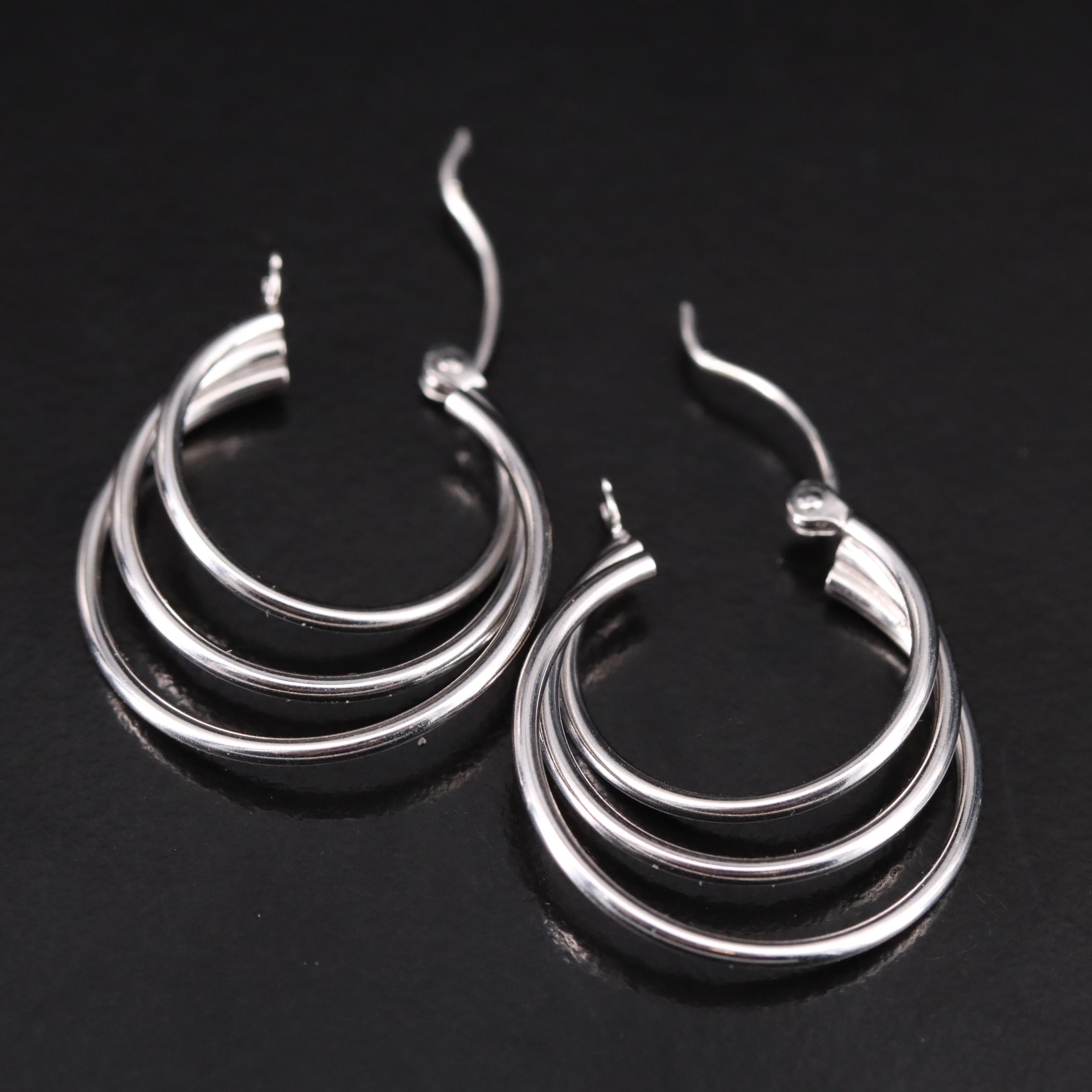 14K Triple Loop Hoops | EBTH
