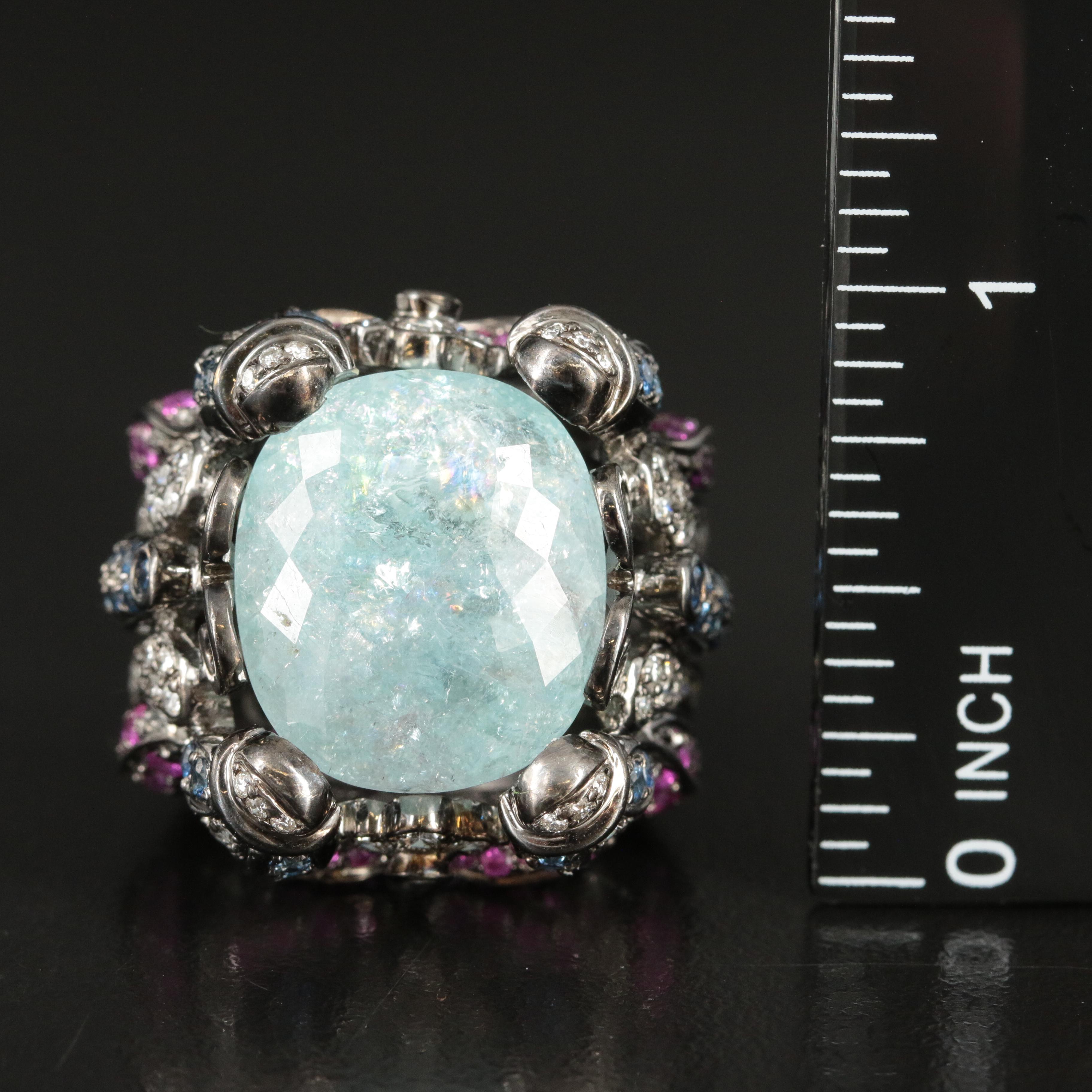 18K 19.59 CT Paraiba Tourmaline Ring including Diamonds and a GIA ...