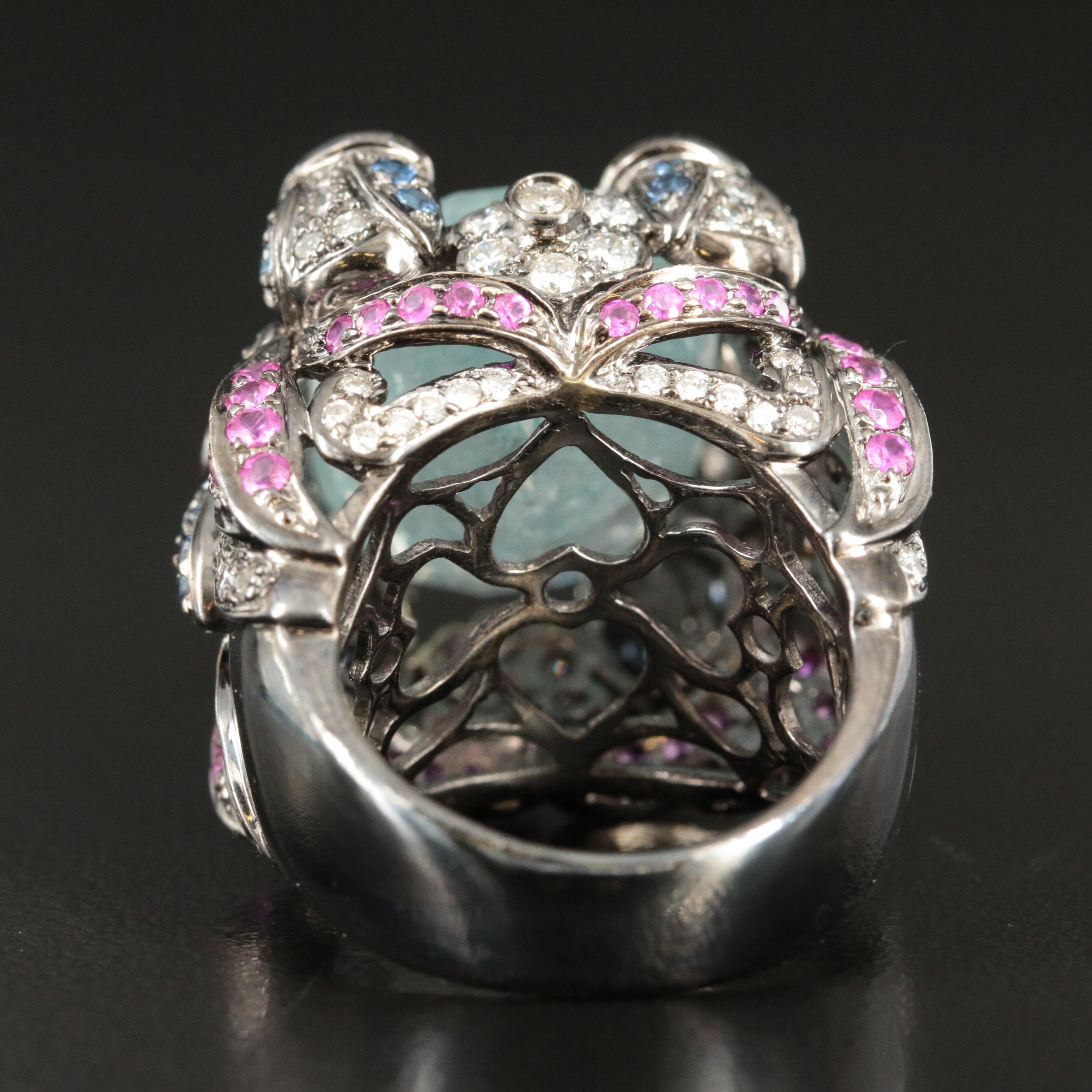 18K 19.59 CT Paraiba Tourmaline Ring including Diamonds and a GIA ...