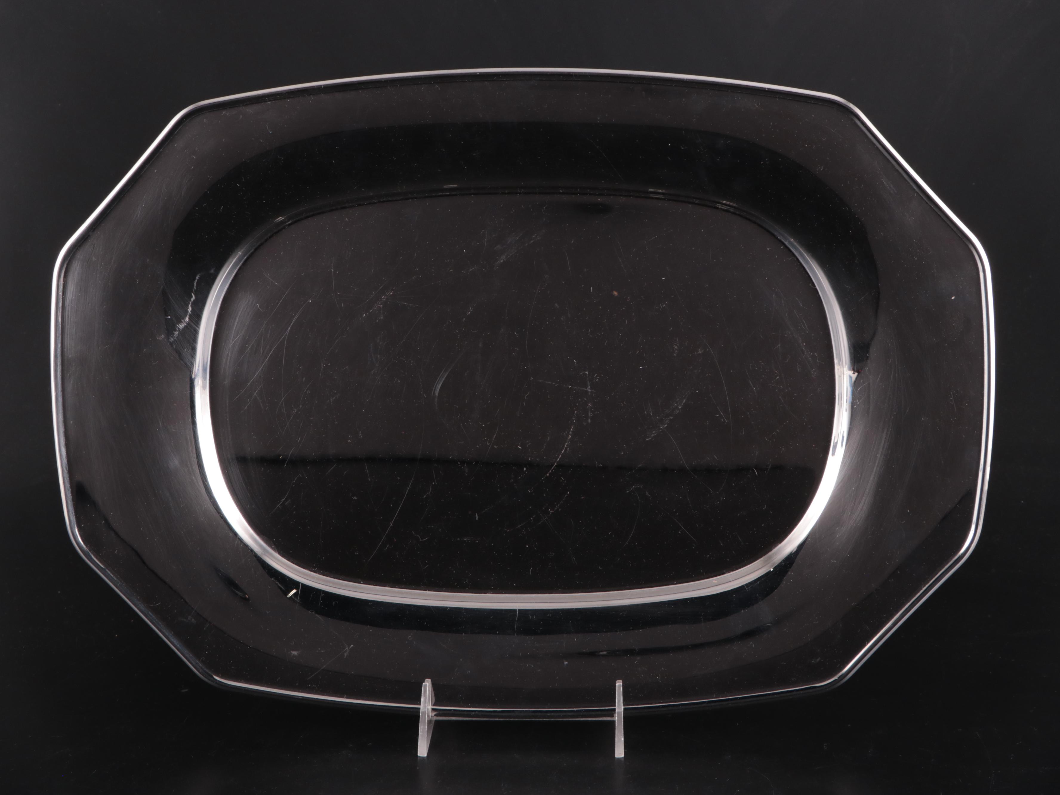 Letang & Remy French Stainless Tray with Silver Rimmed Glass Bowls | EBTH