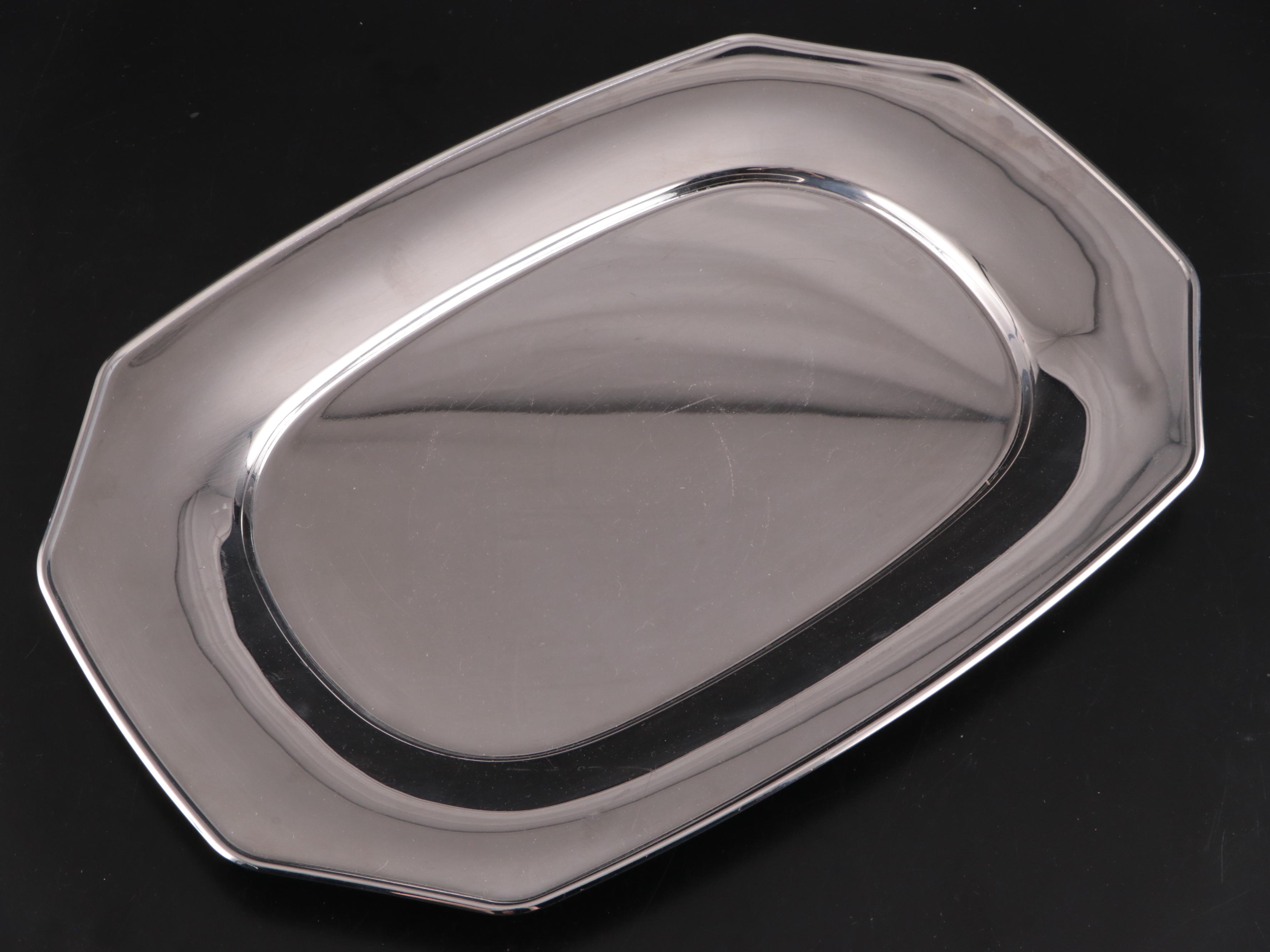 Letang & Remy French Stainless Tray with Silver Rimmed Glass Bowls | EBTH