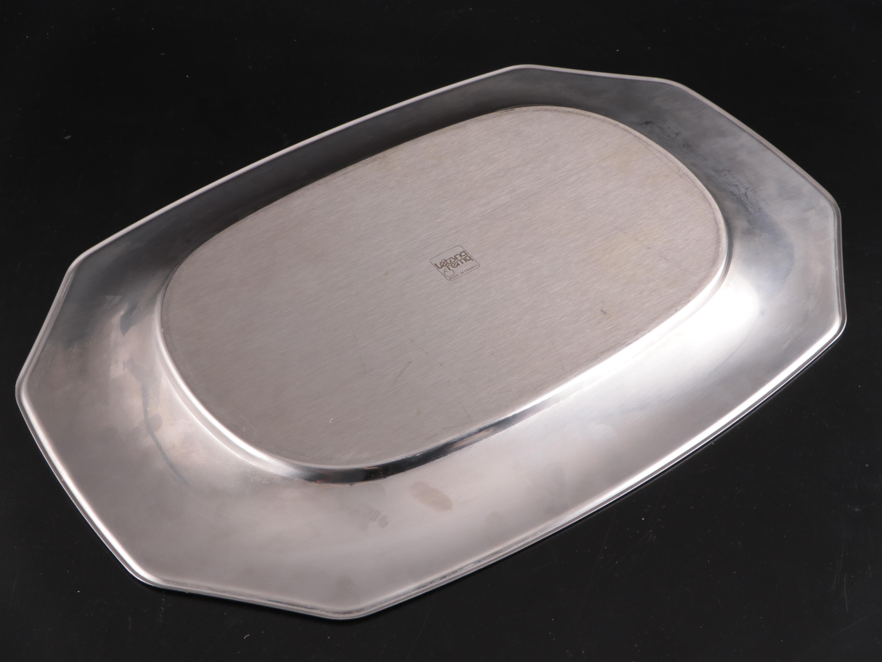 Letang & Remy French Stainless Tray with Silver Rimmed Glass Bowls | EBTH