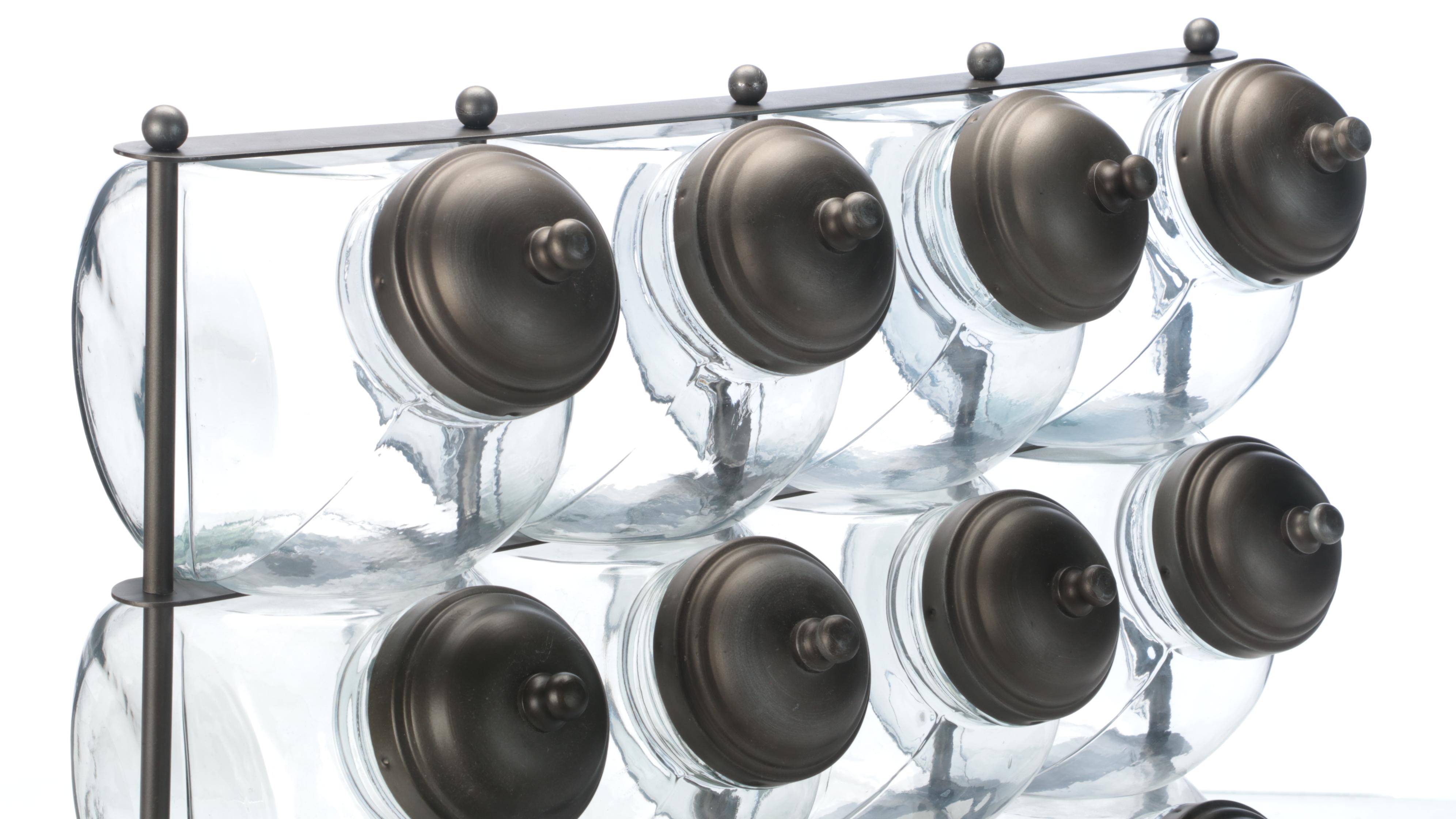 Glass Canisters in Metal Rack | EBTH