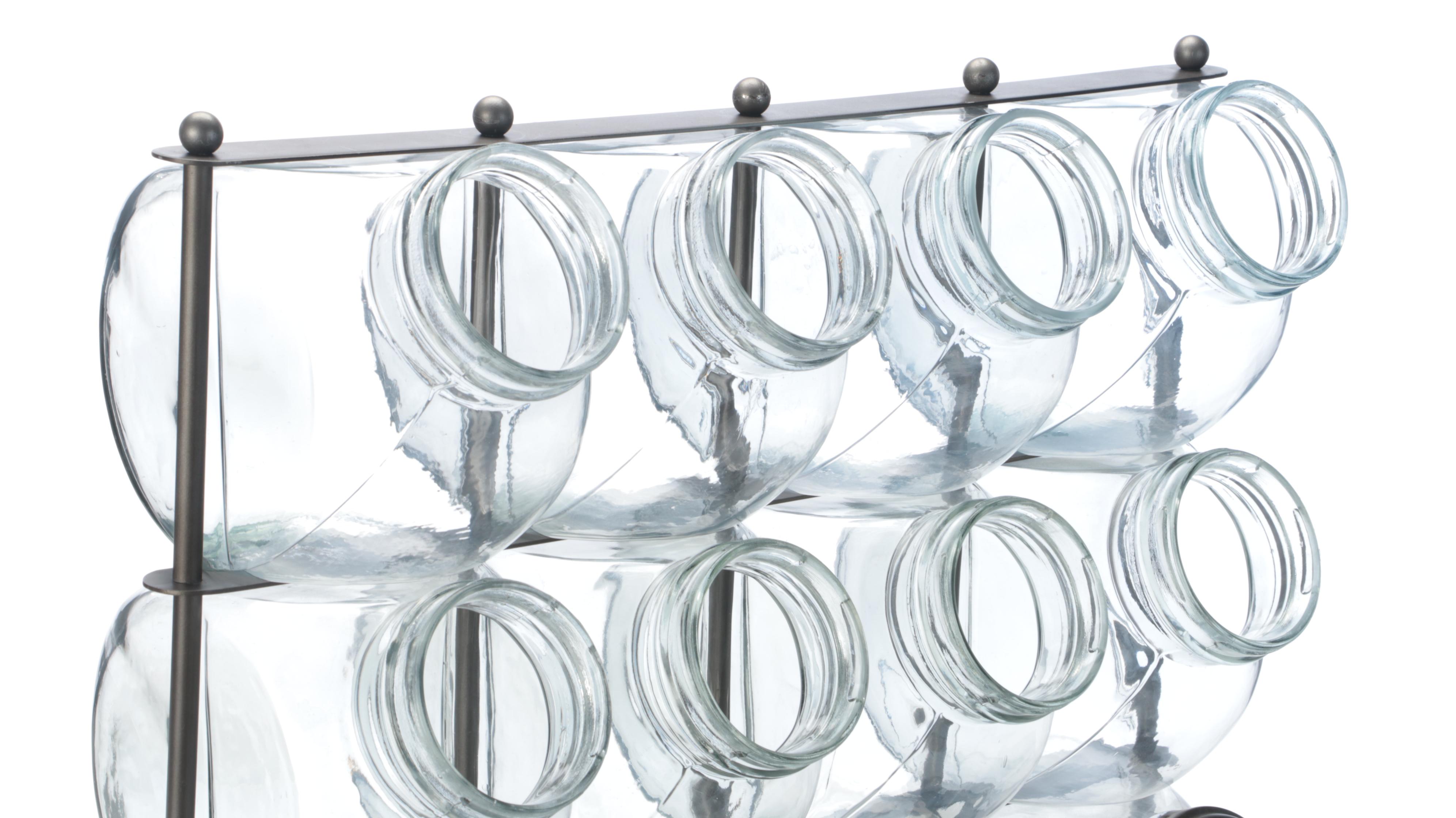 Glass Canisters in Metal Rack | EBTH