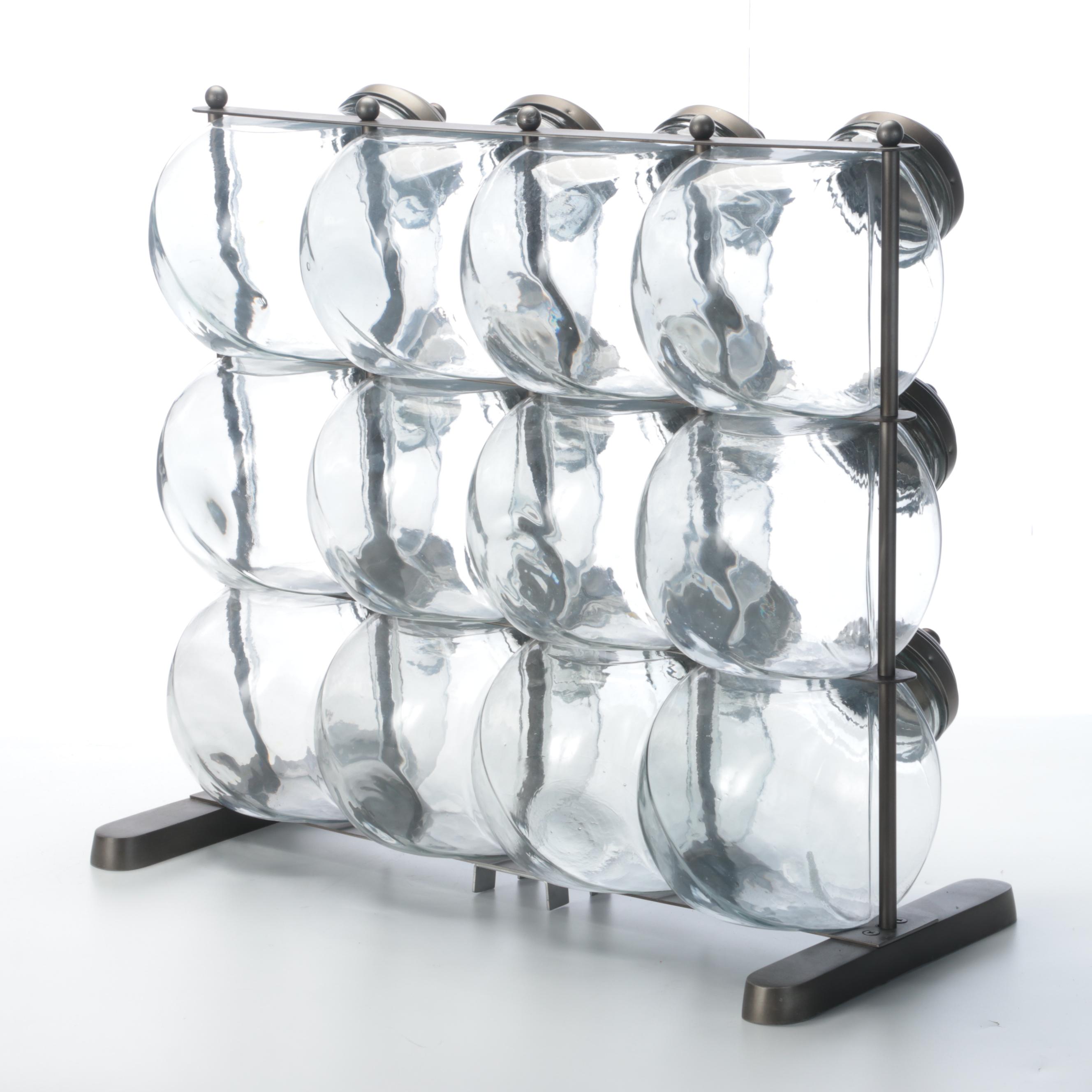 Glass Canisters in Metal Rack | EBTH
