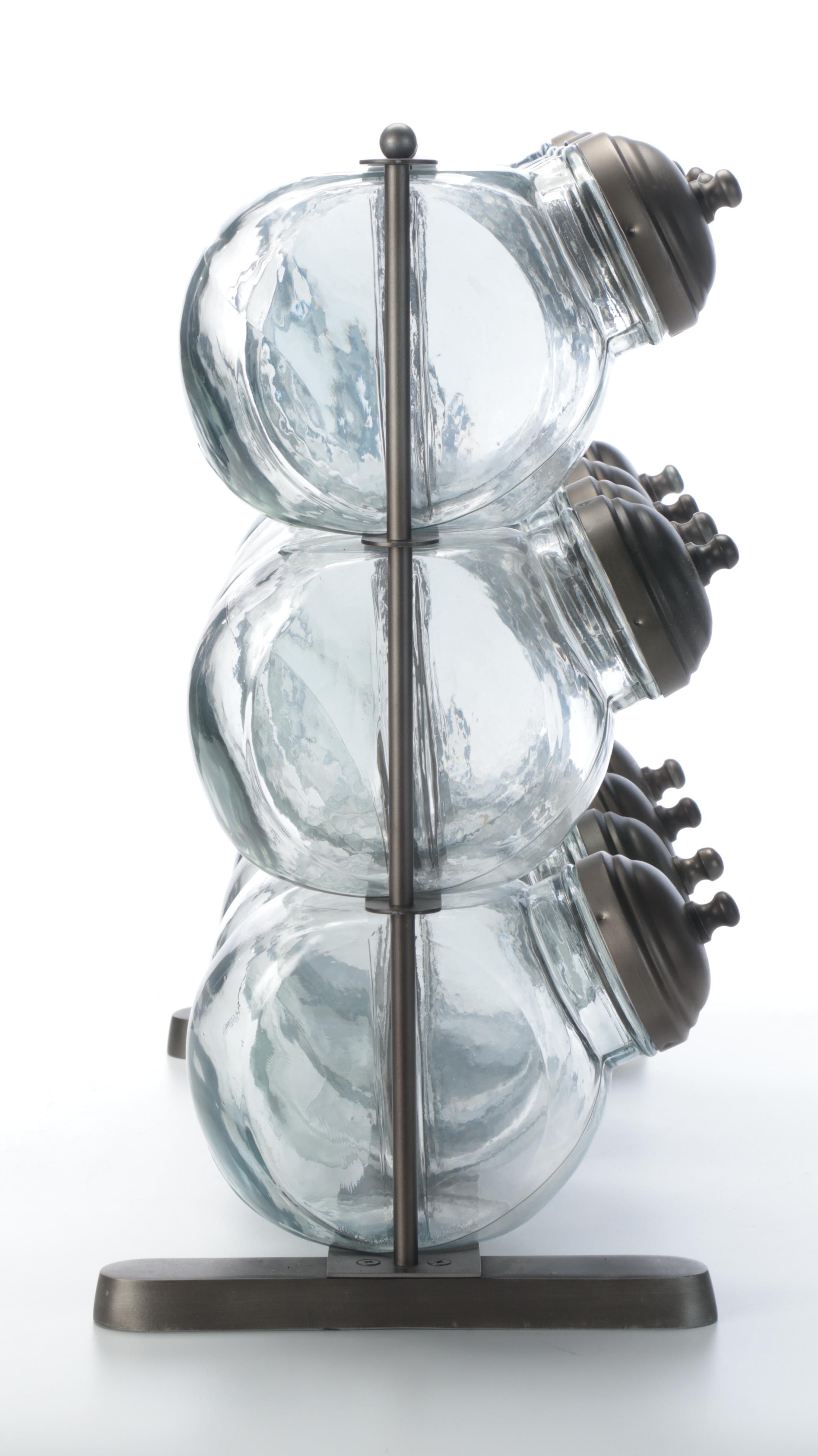 Glass Canisters in Metal Rack | EBTH