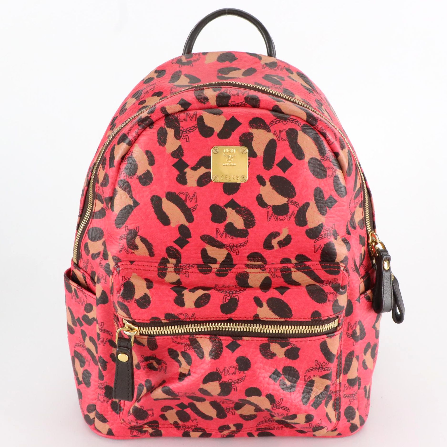 MCM Pink Visetos Leopard Print Leather Backpack | EBTH