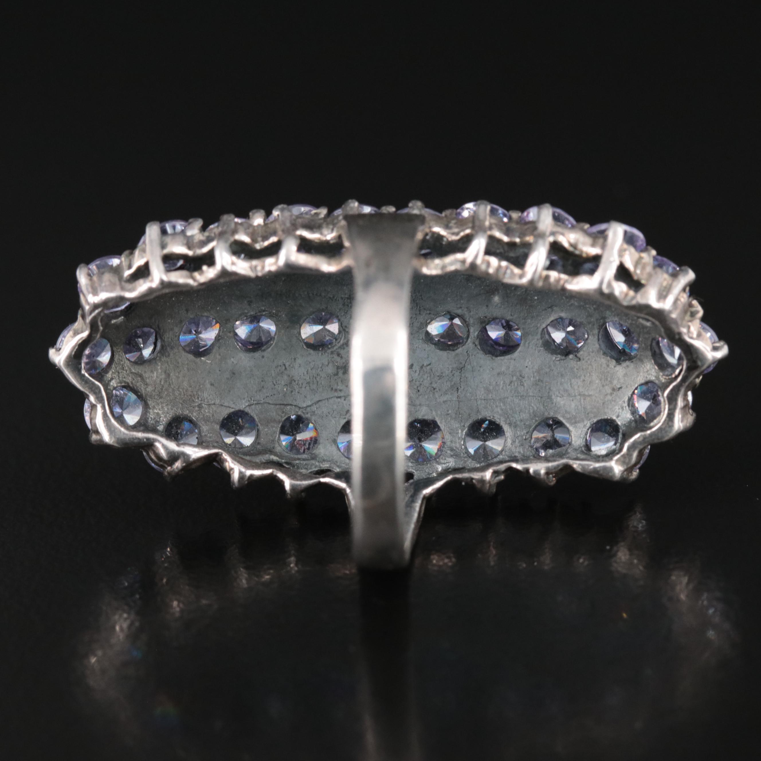 Sterling Cubic Zirconia and Marcasite Pointer Ring | EBTH