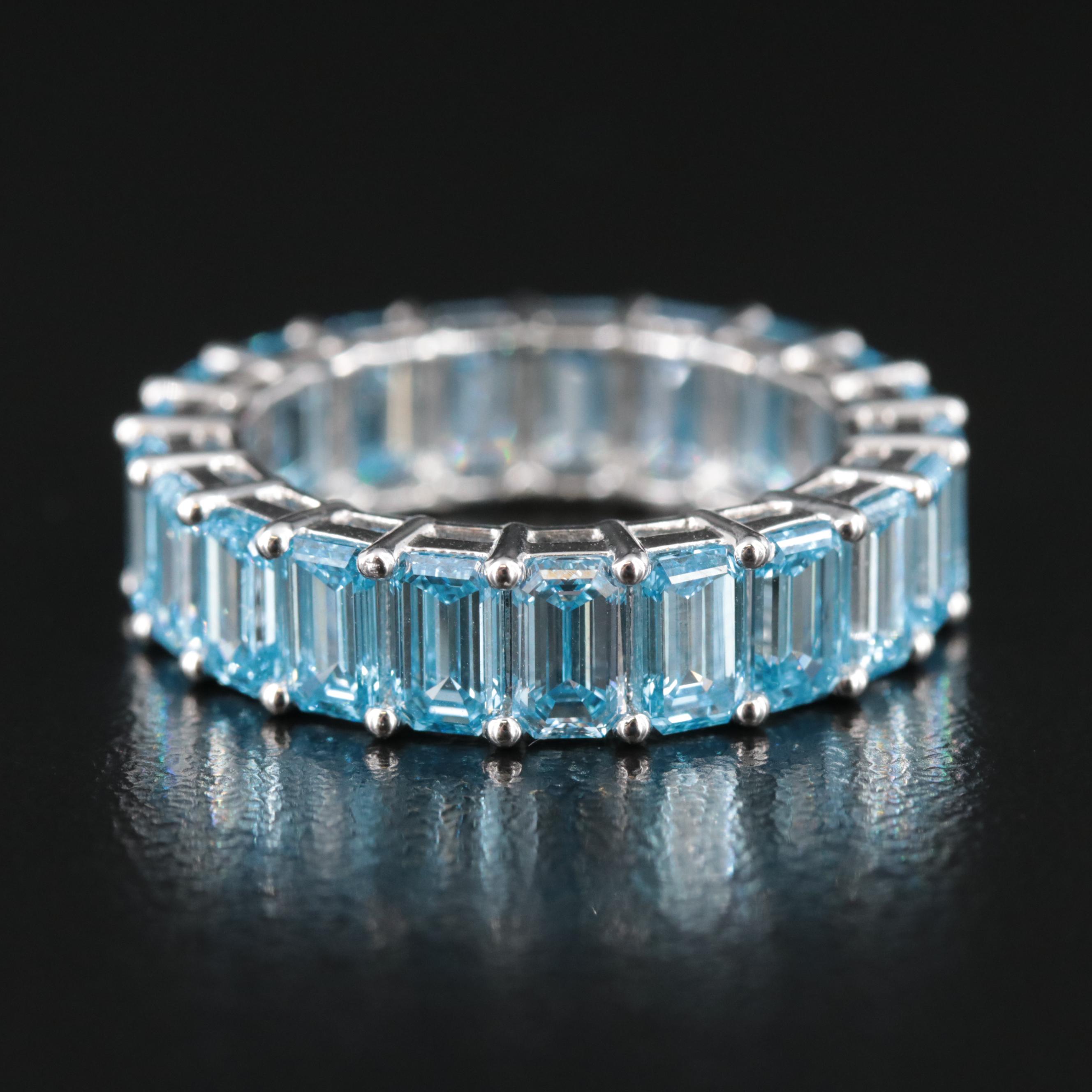 14K 7.77 CTW Fancy Intense Blue Diamond Eternity Band | EBTH