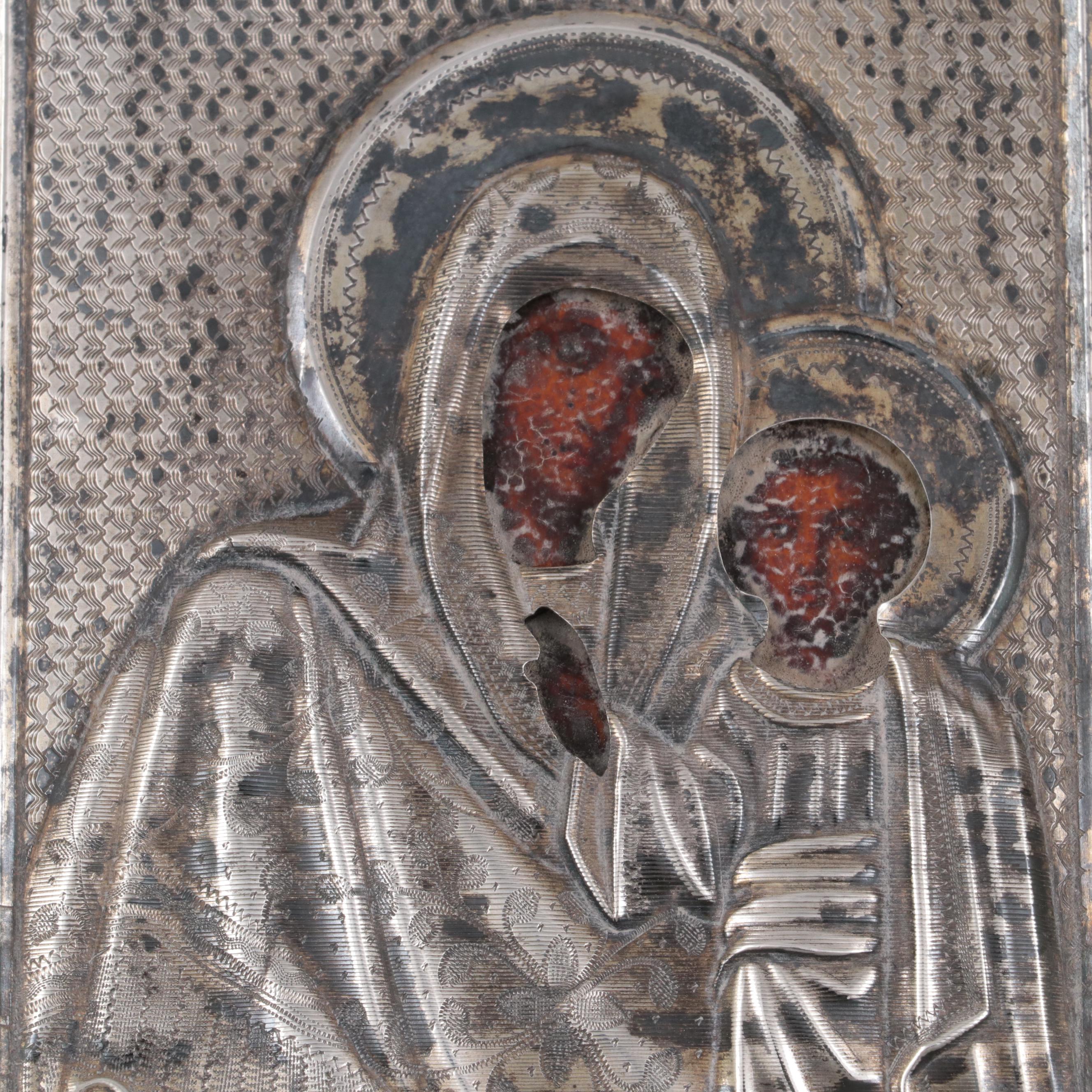 Russian Orthodox Icon with 875 Silver Riza, 1896-1908 | EBTH