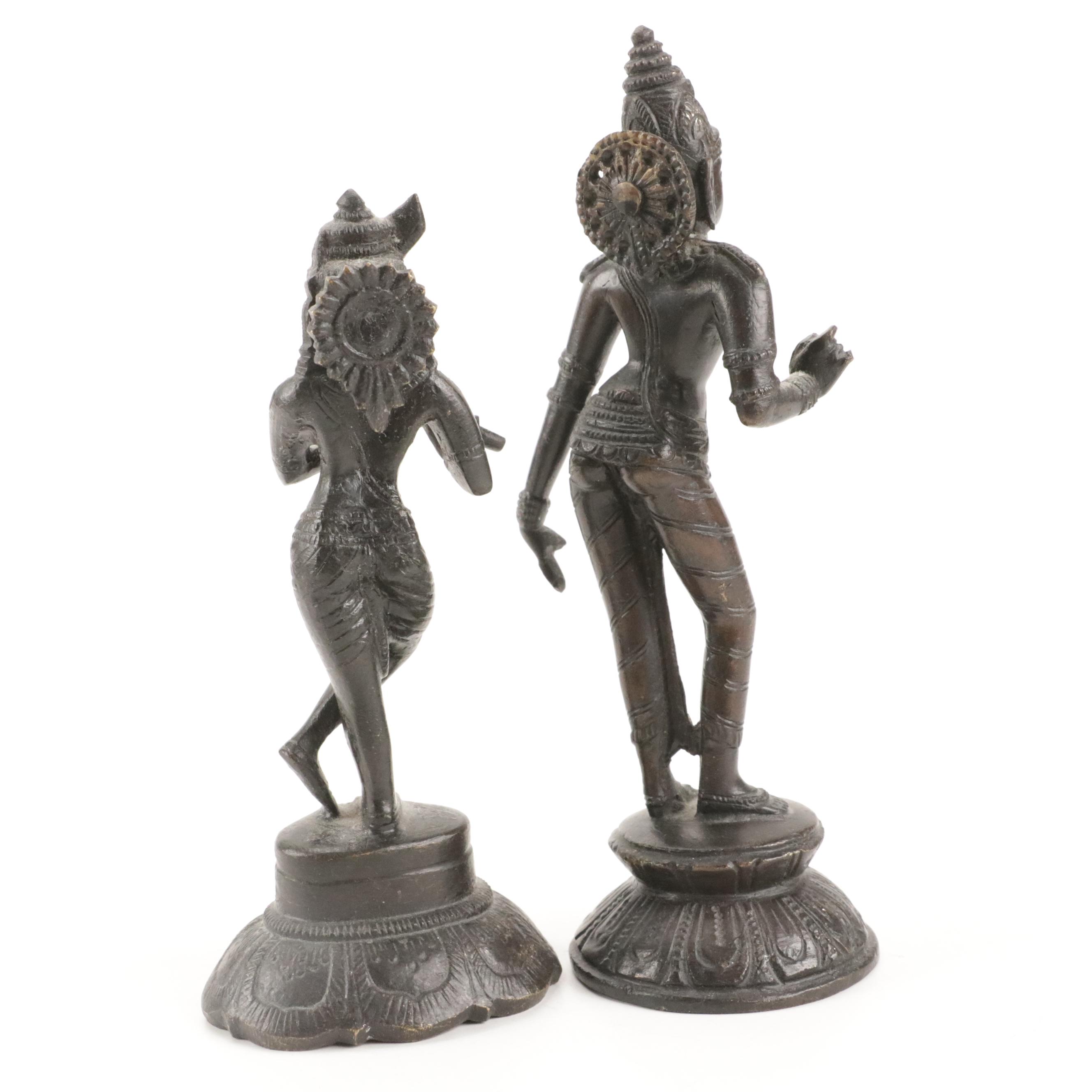 Indian Bronze Statuettes of Parvati and Krishna | EBTH