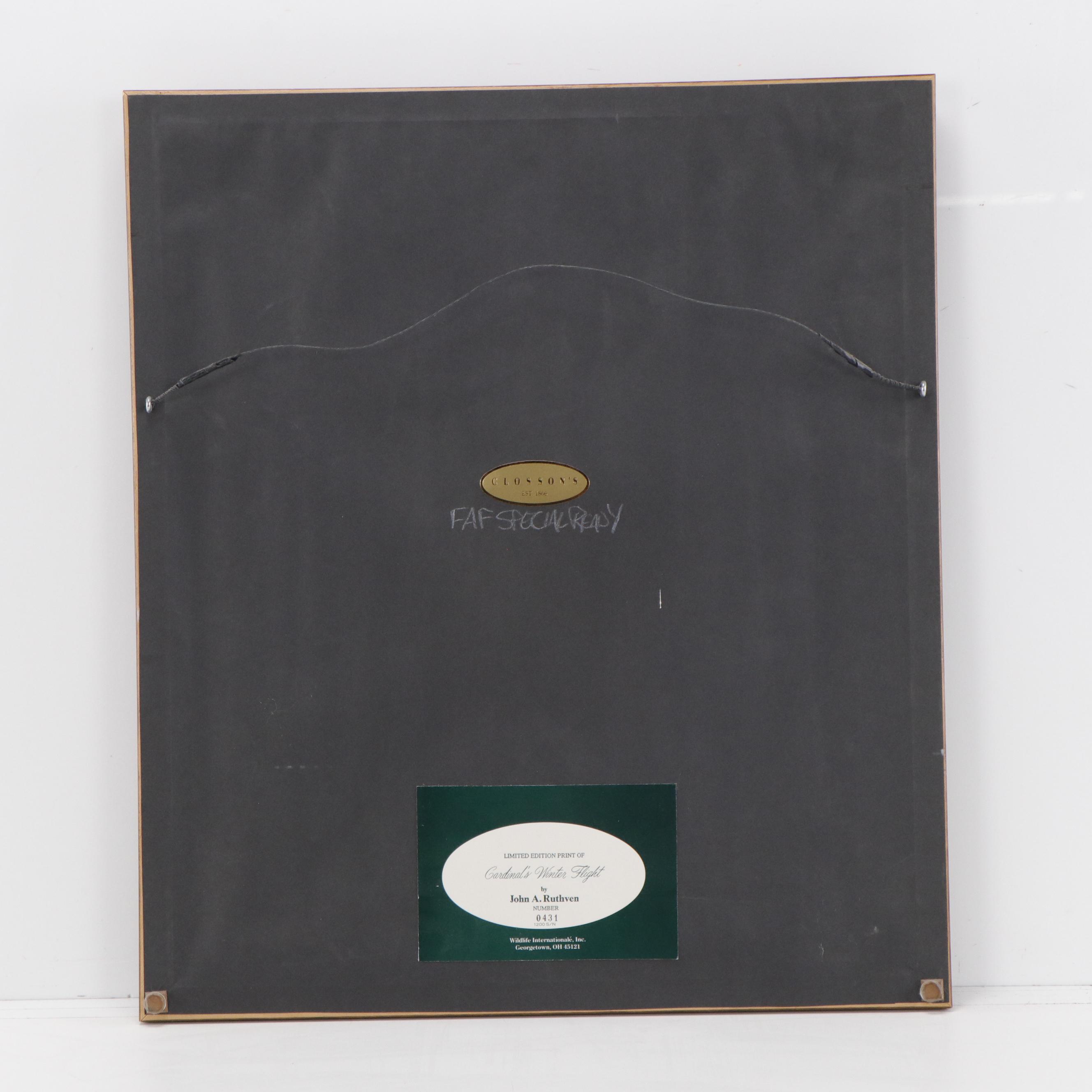 John Ruthven Offset Lithograph "Cardinal's Winter Flight" | EBTH