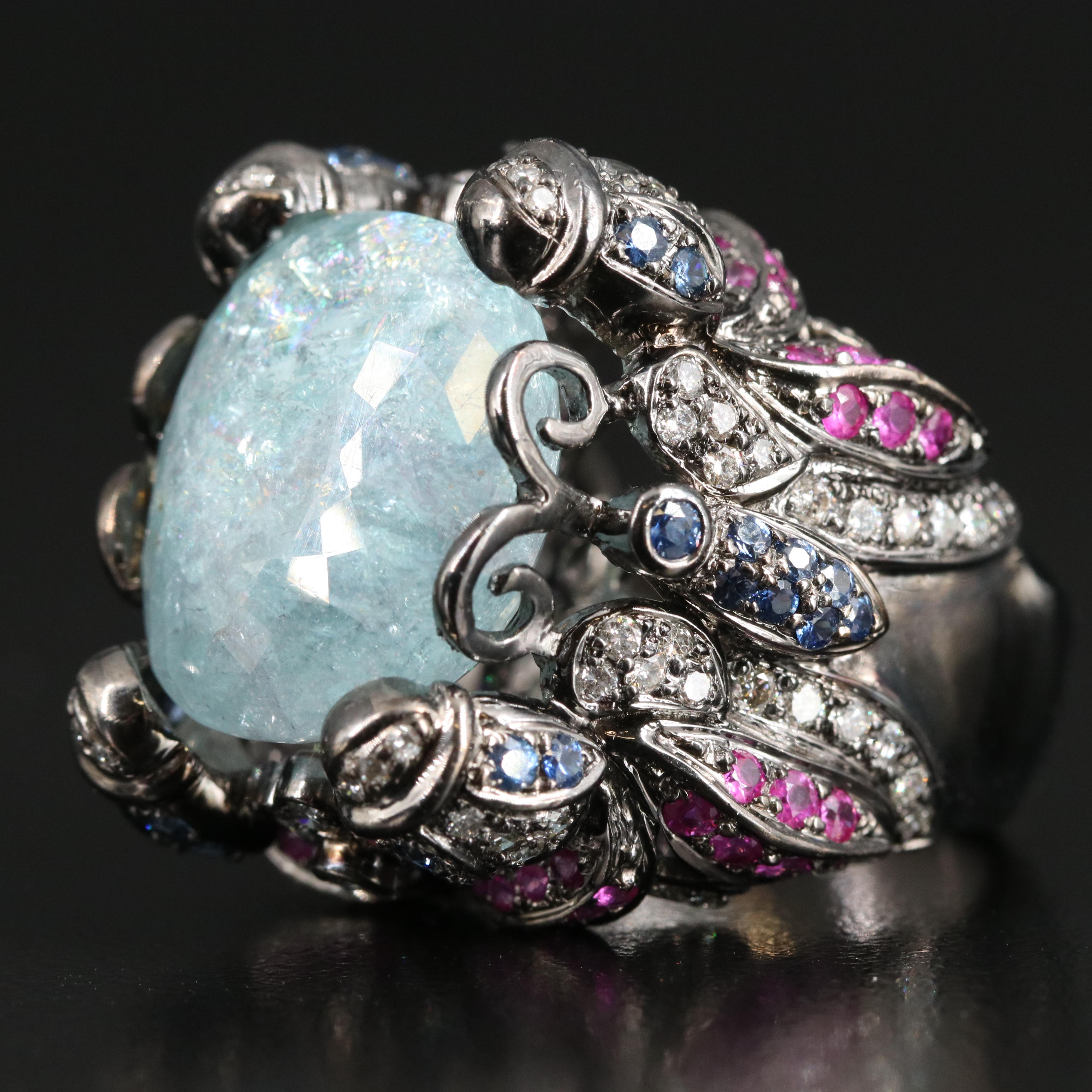 18K 19.59 CT Paraiba Tourmaline Ring including Diamonds and a GIA ...