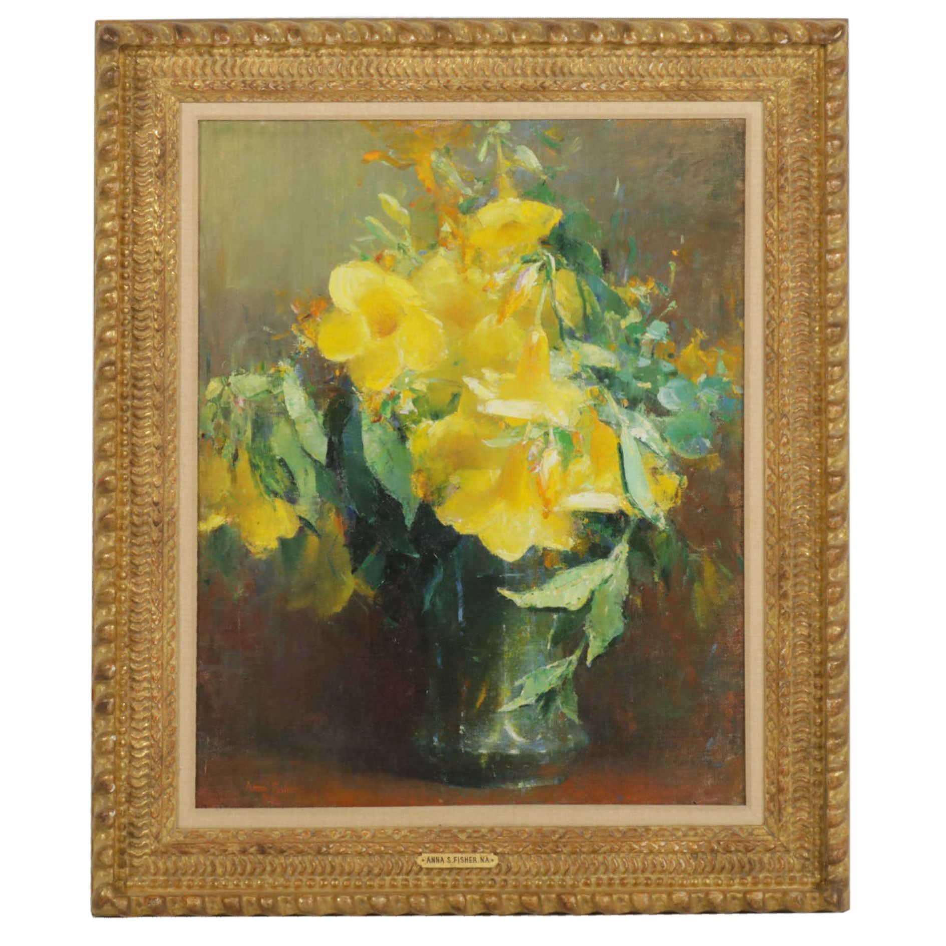 Anna S. Fisher Floral Still Life Oil Painting, Early to Mid 20th ...