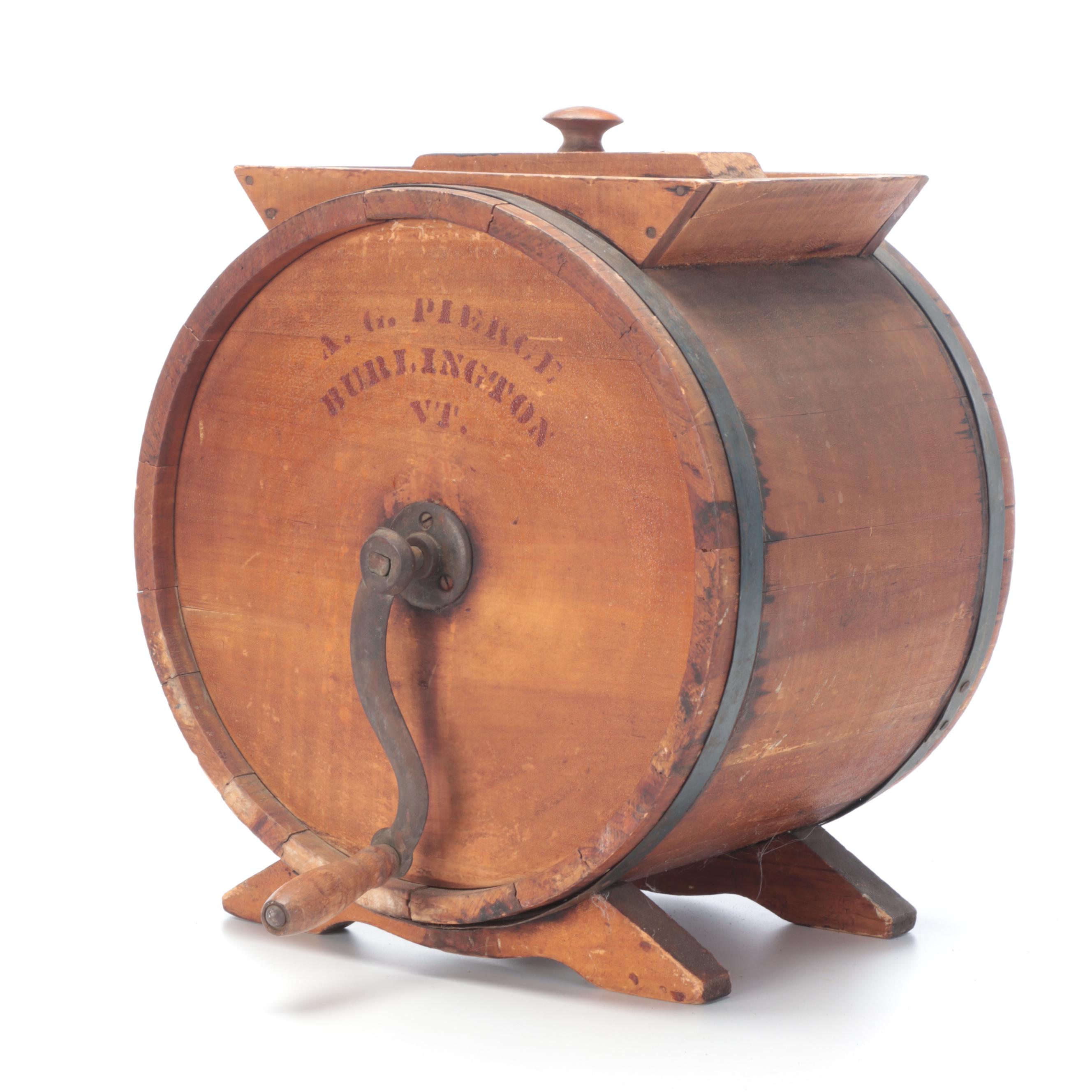 A.G. Pierce Wooden Cylindrical Churn, Late 19th/Early 20th Century | EBTH