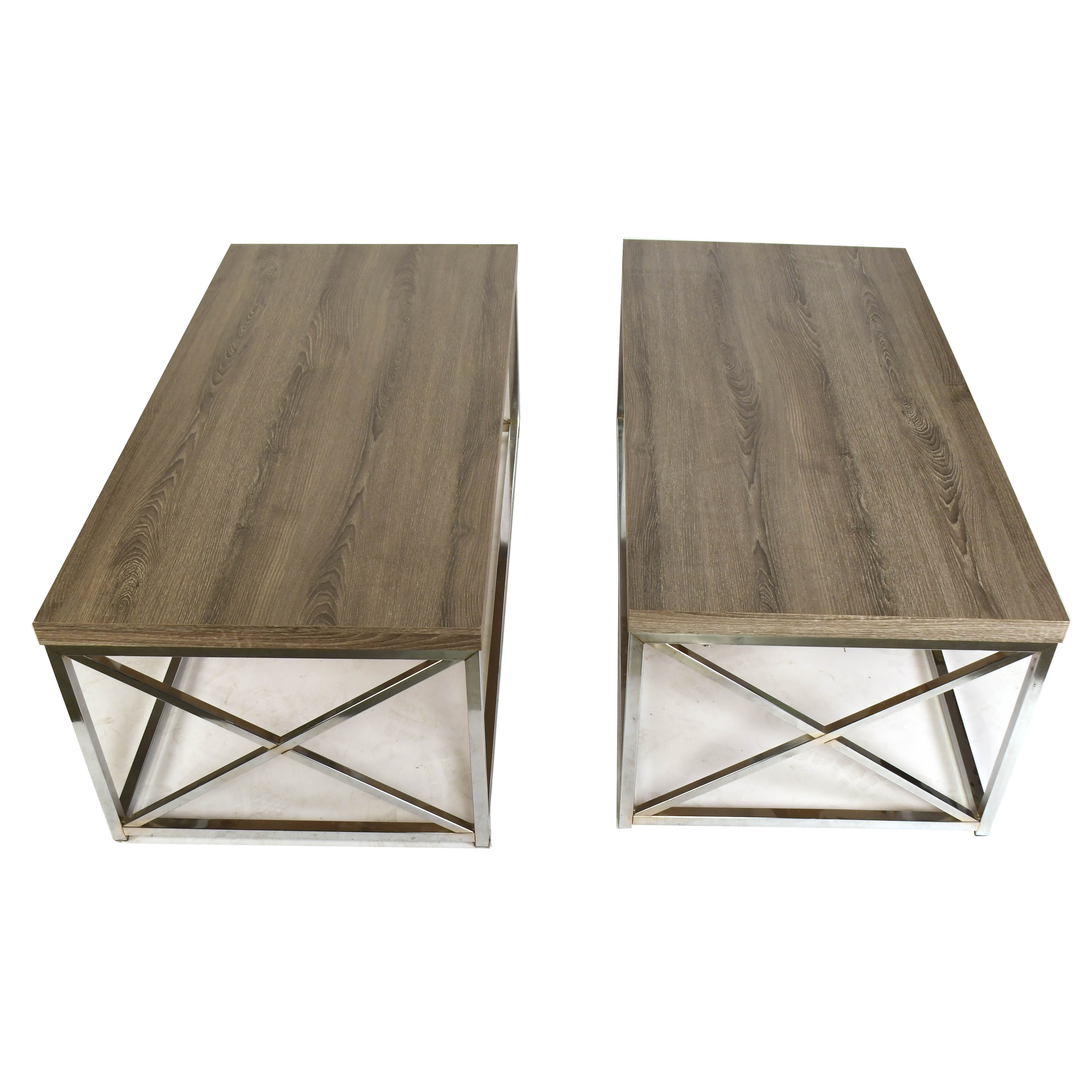 Cross Brace Frame Metal and Wood Coffee Tables | EBTH