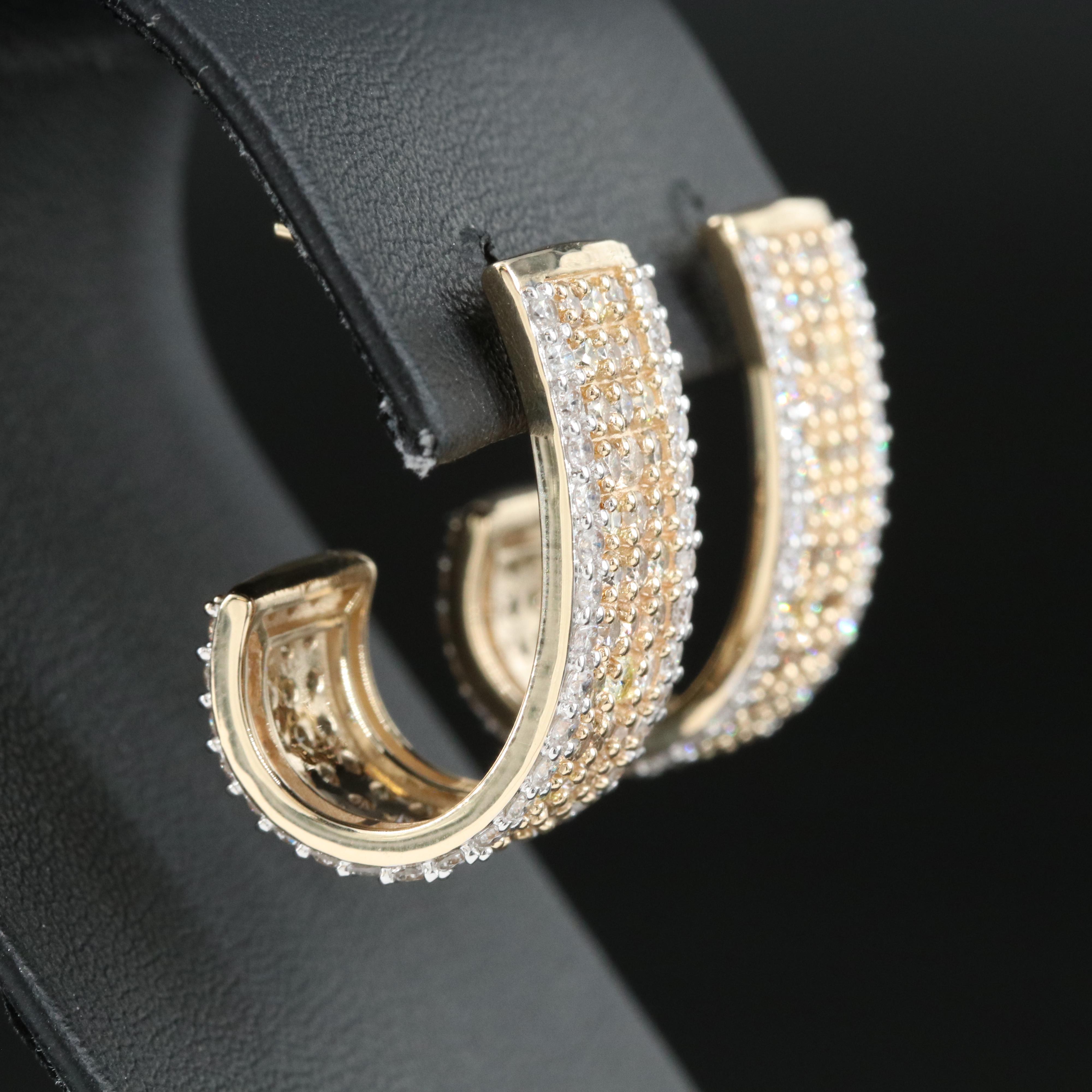 14K 4.00 CTW Diamond J Hoop Earrings | EBTH