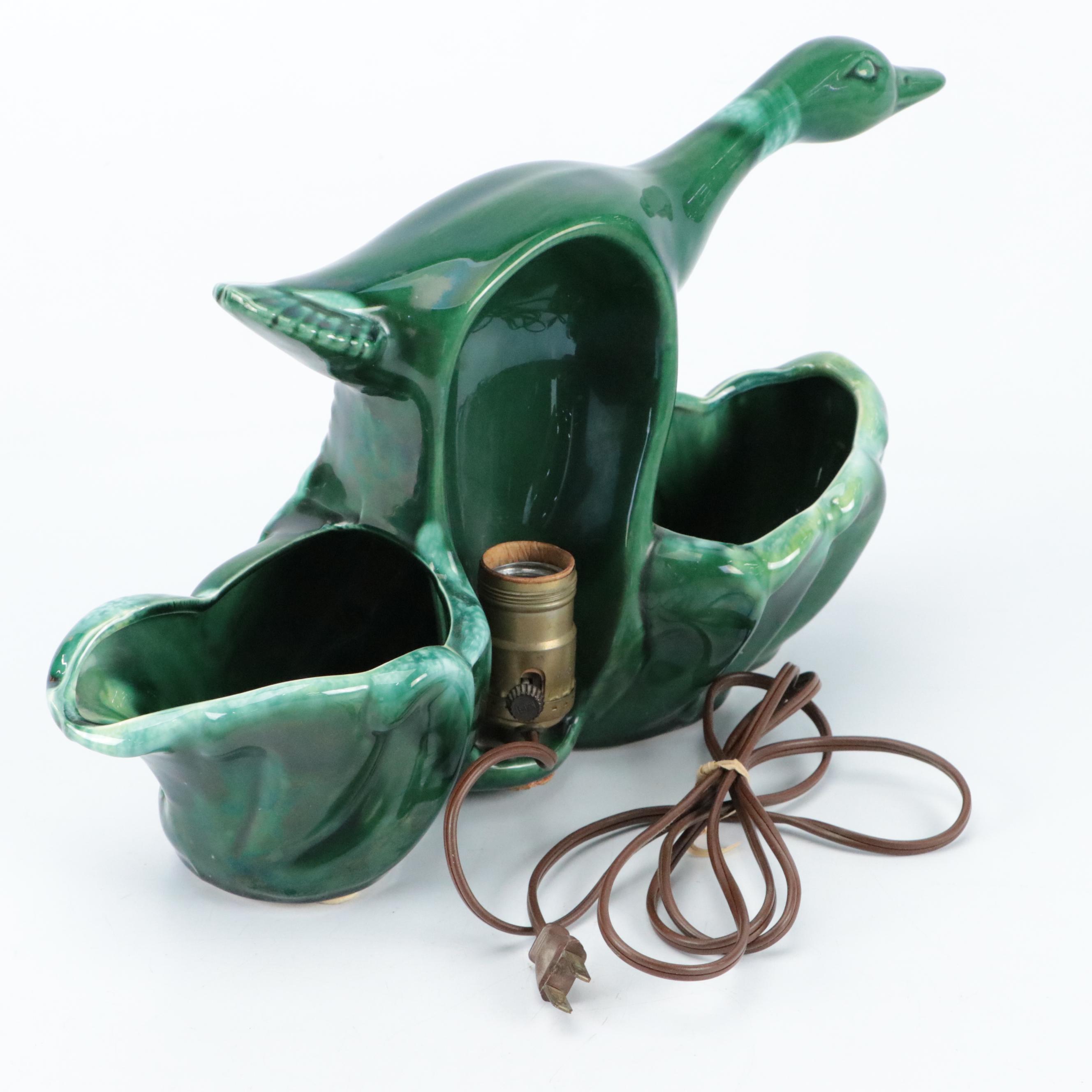 Howard Kron's "McCloud Hoot" Owl With Lane Duck Ceramic TV Lamps, Mid ...