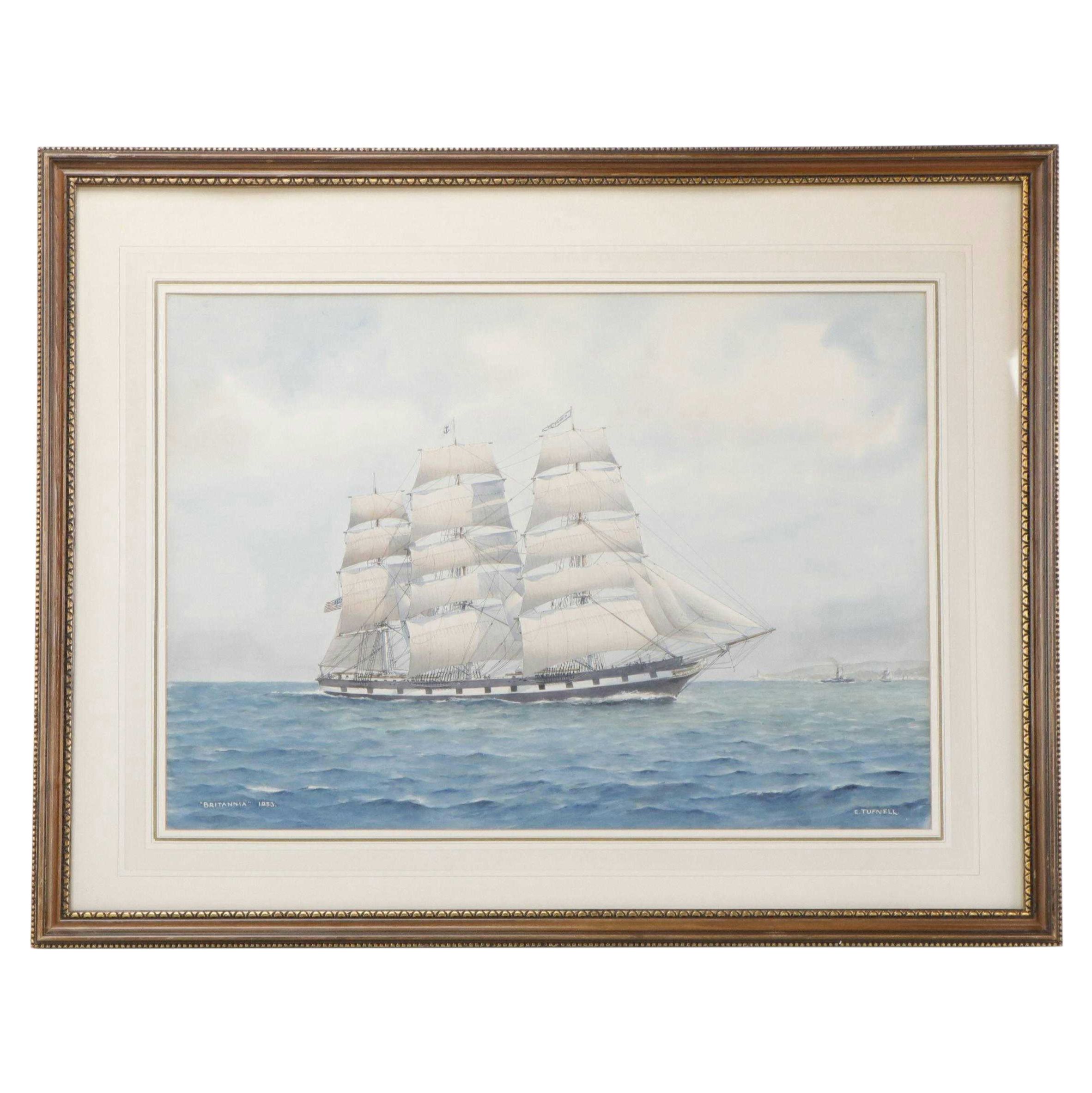 Eric Tufnell Marine Watercolor Painting " 'Britannia' 1853" | EBTH
