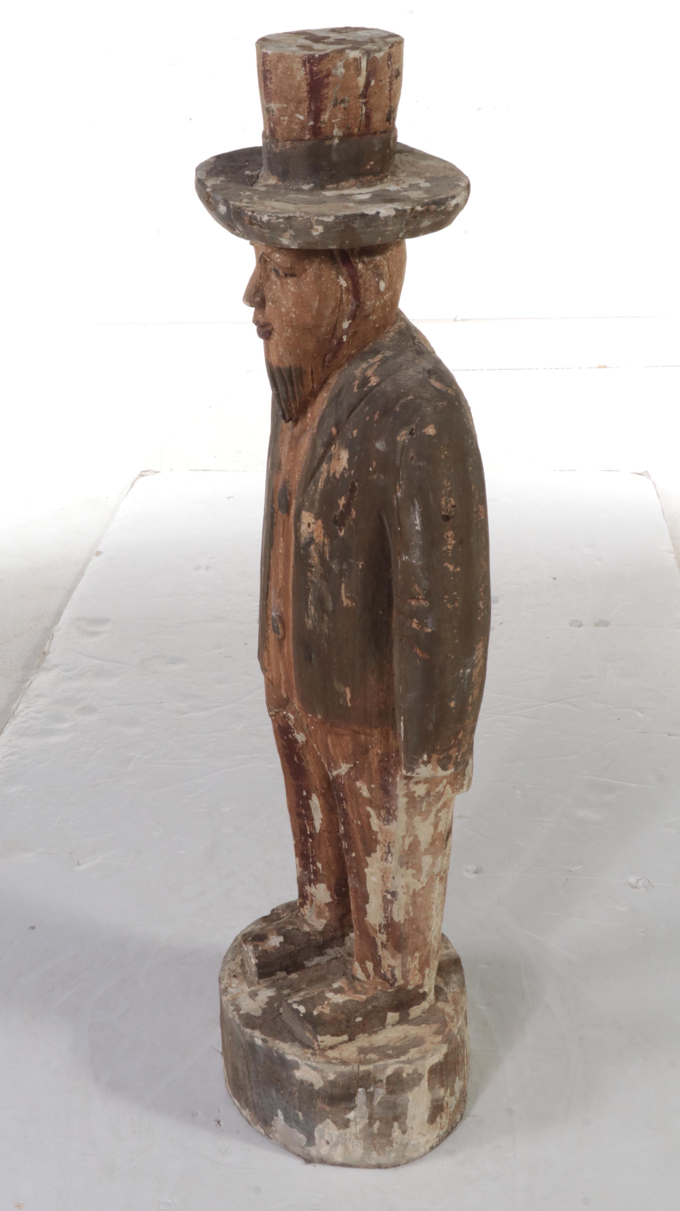 Polychrome Wood Folk Art Uncle Same Statue, 20th Century | EBTH