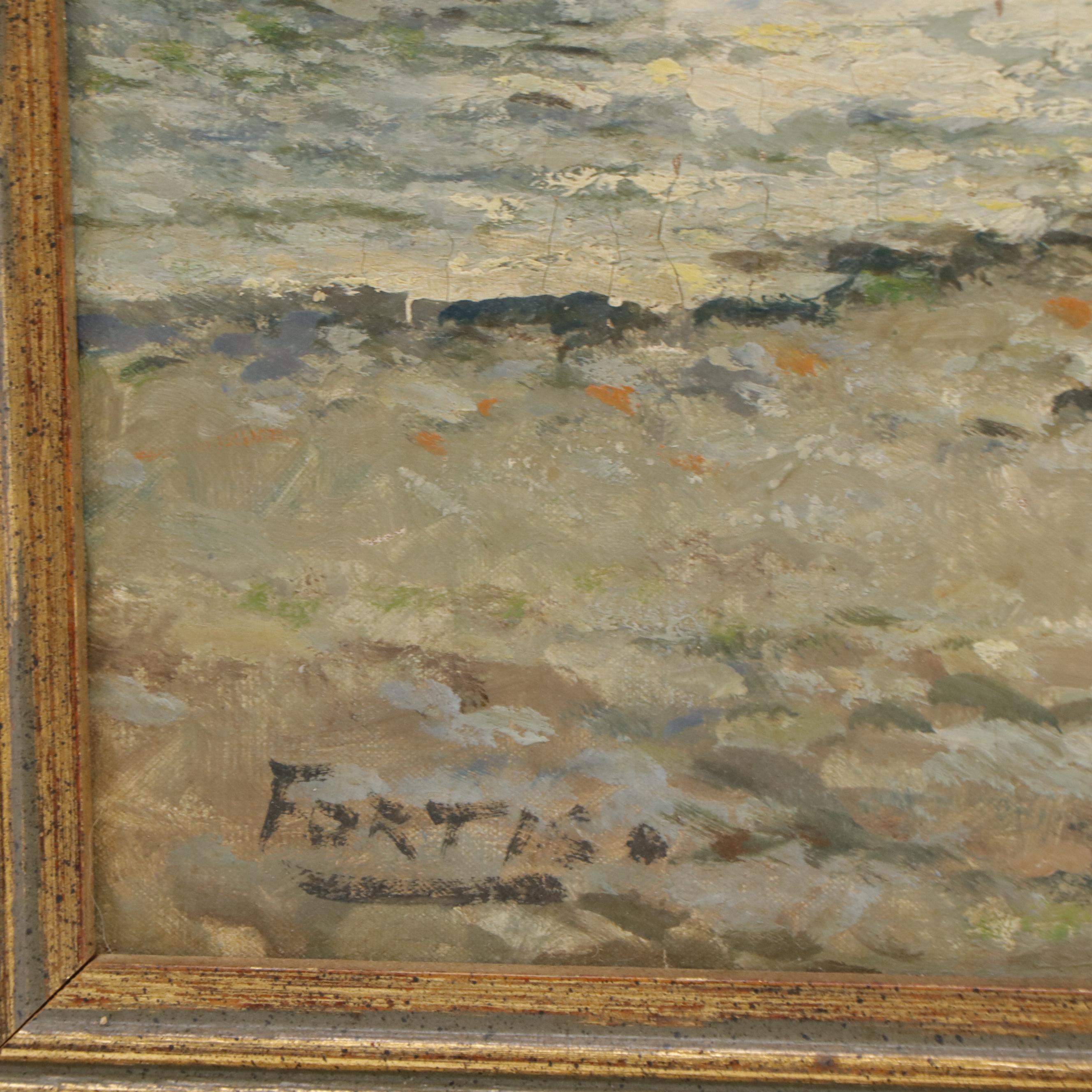 Maria Fortis Camussi Oil Painting of a Fishing Boat at Water's Edge | EBTH